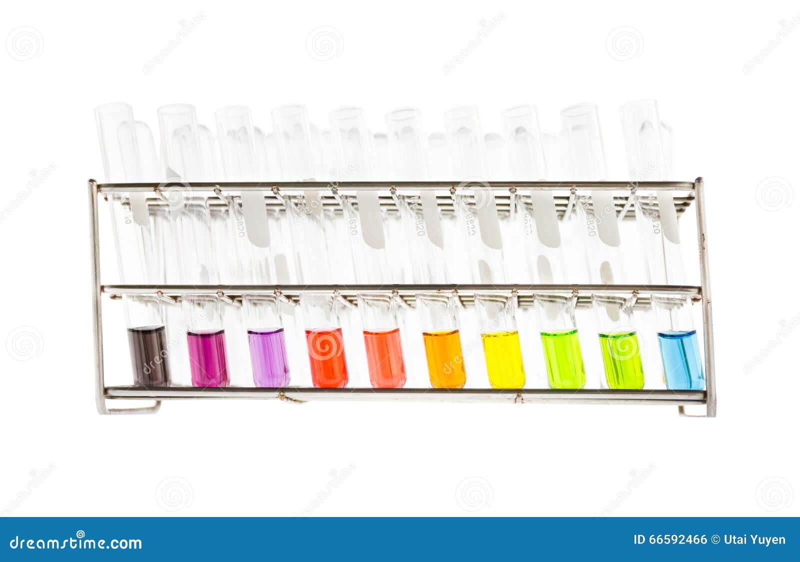 Test Tube with Color Solution in Rack Stock Photo - Image of solution ...