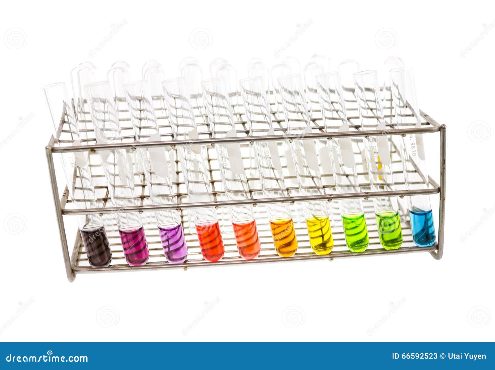Test Tube with Color Solution in Rack Stock Image - Image of study ...