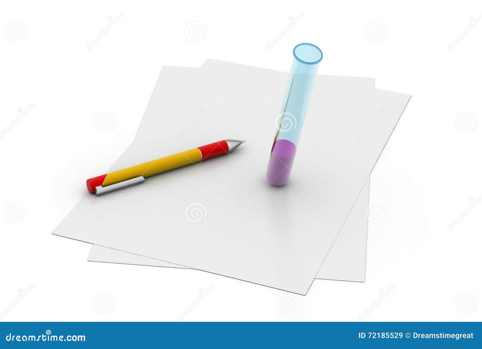 Test Tube for Experiments and White Paper Stock Illustration ...