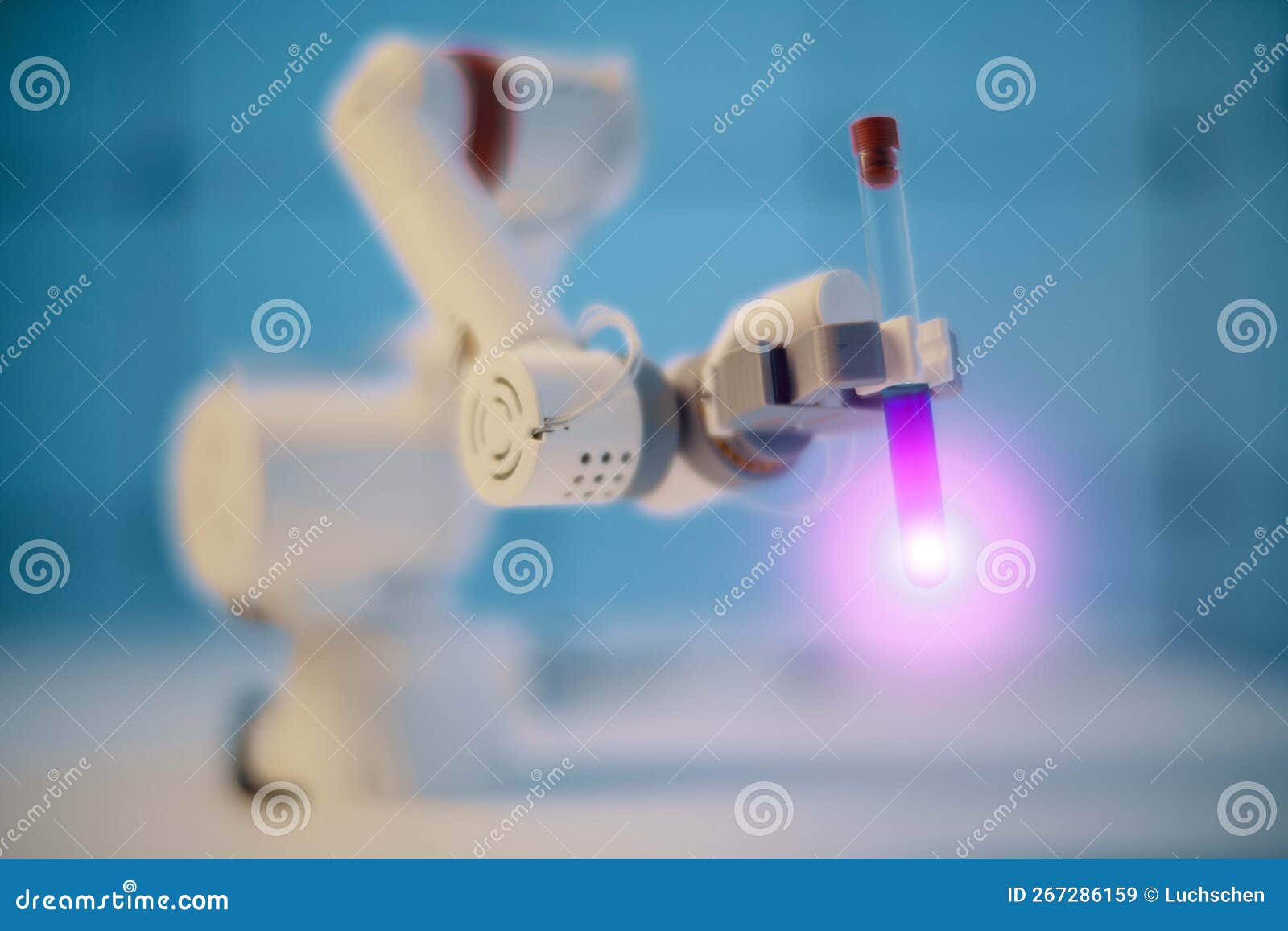 A Test Tube with a Radioactive Substance in the Robot`s Hand Stock ...