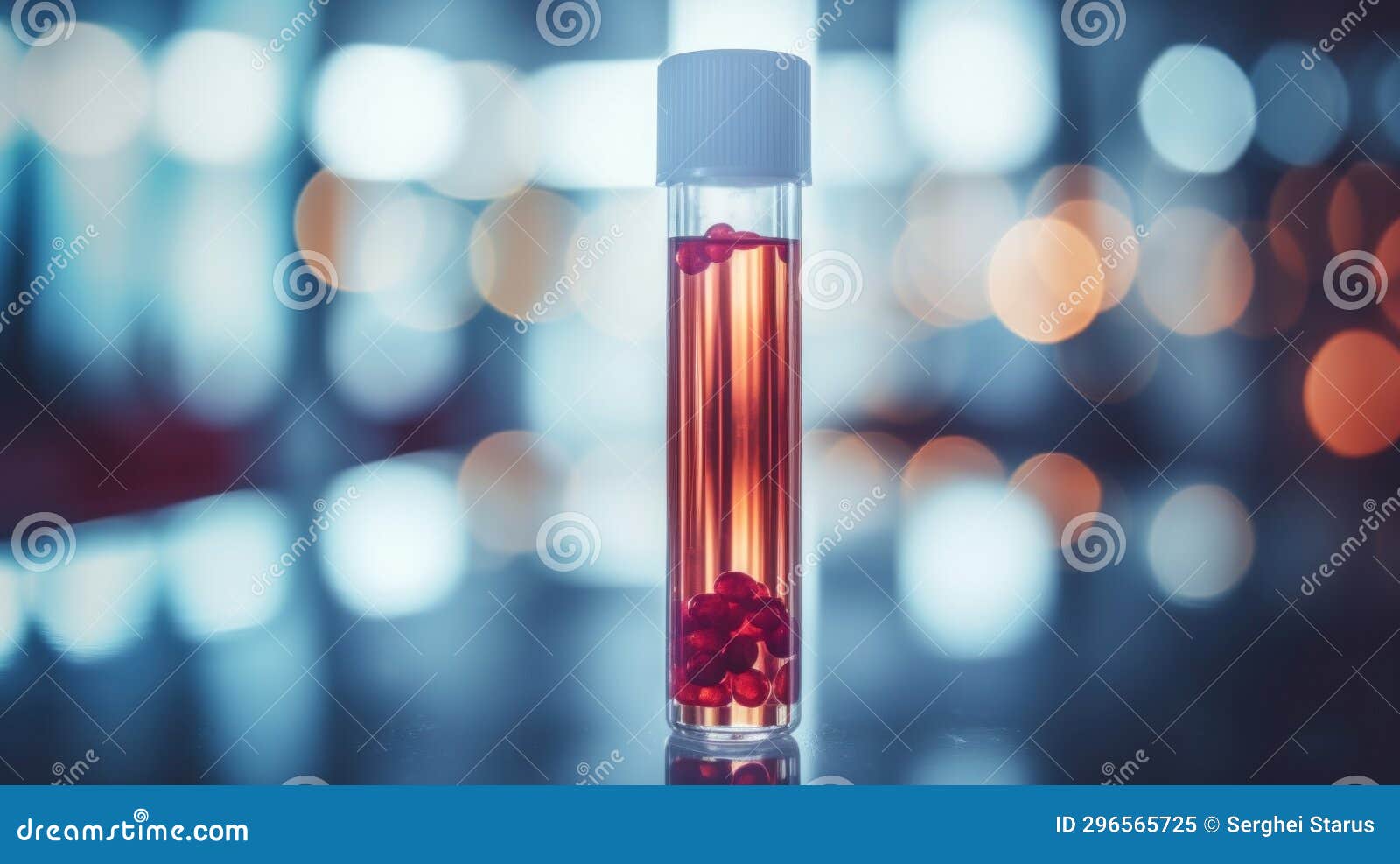 A Test Tube with Red Liquid Sitting on a Table, AI Stock Image - Image ...