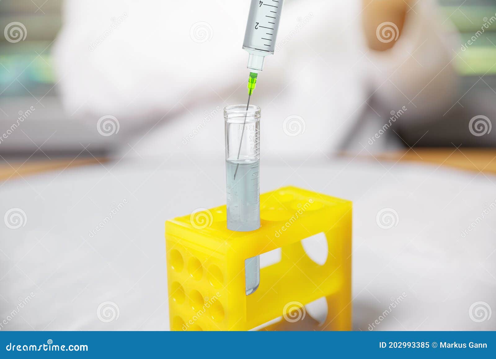 Test Tube Syringe at Laboratory Stock Image - Image of equipment, glass ...