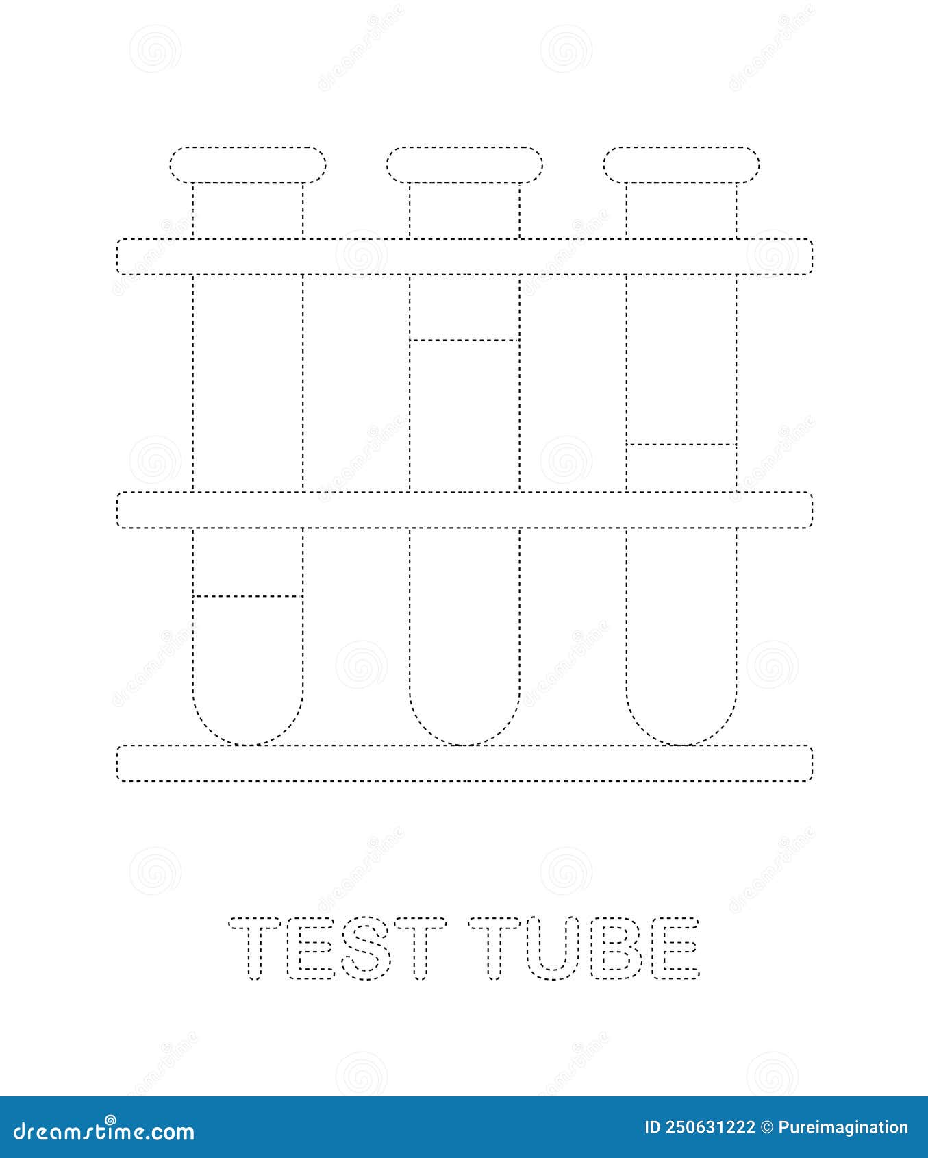 Test Tube Tracing Worksheet for Kids Stock Vector - Illustration of ...