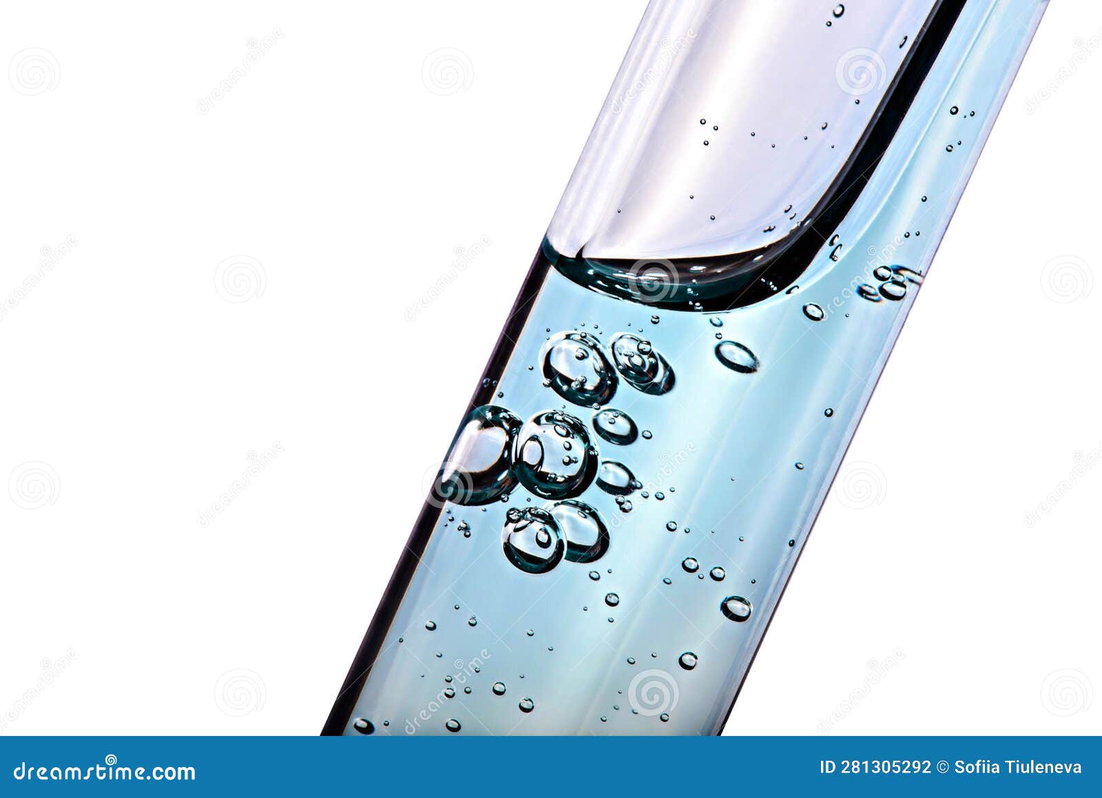 Test Tube with Transparent Liquid and Bubbles Isolated on White ...