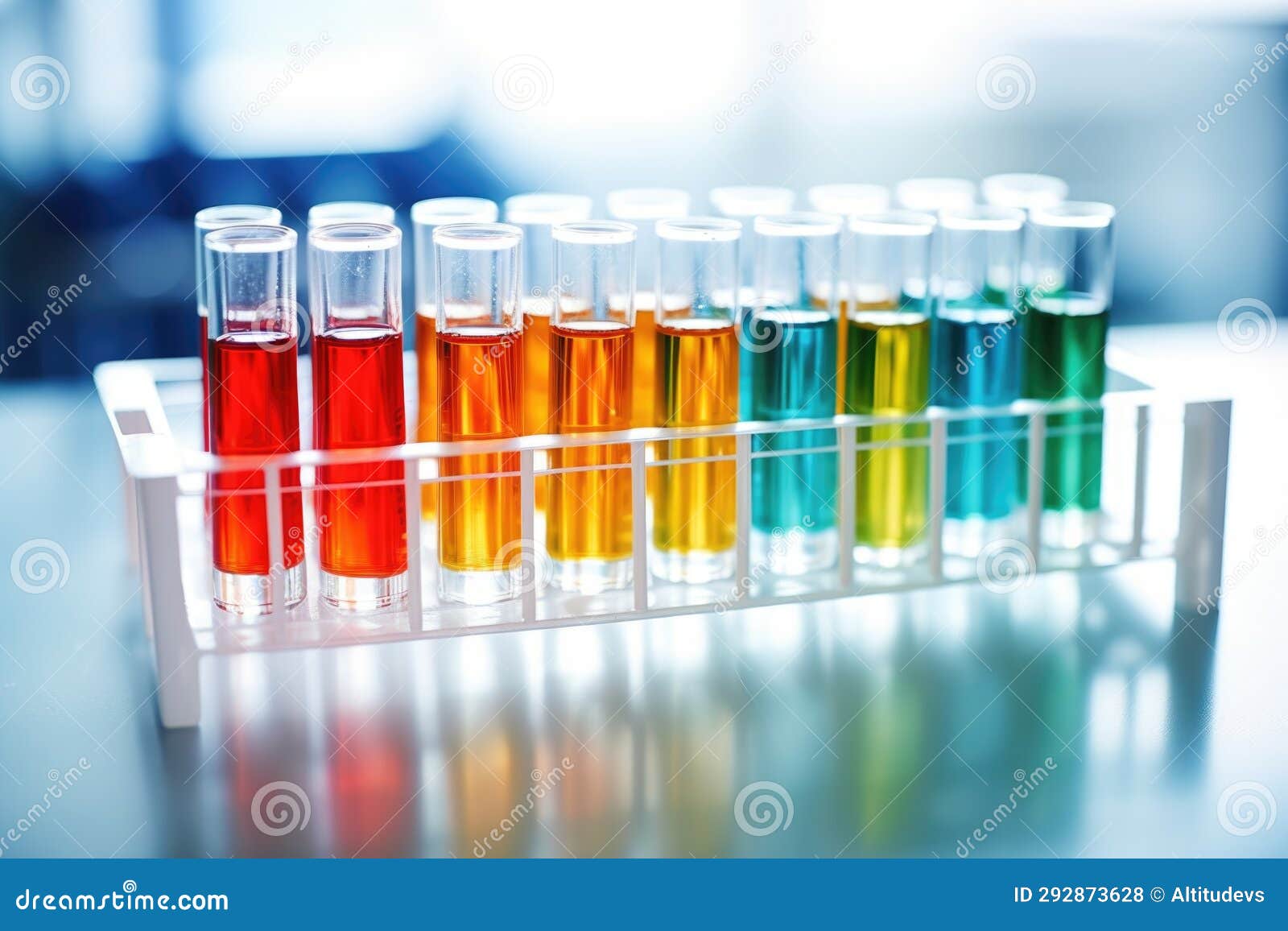 Test Tubes Arranged in a Rack on Laboratory Bench Stock Photo - Image ...