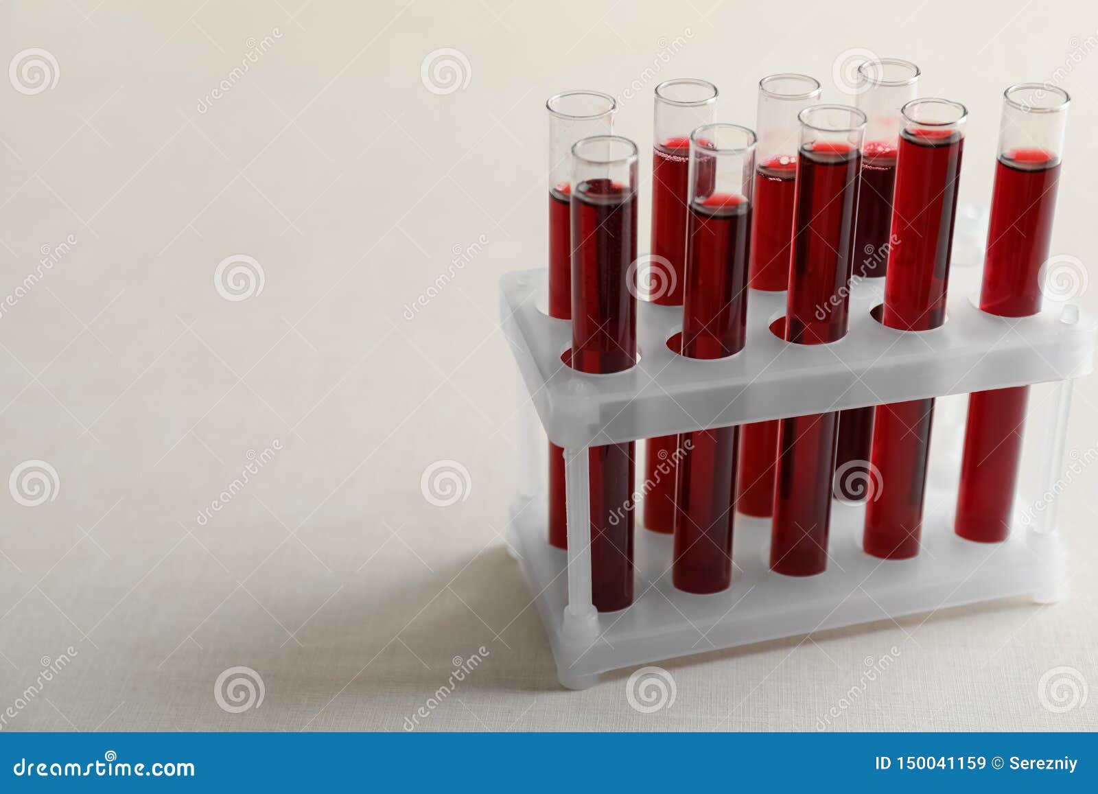 Test Tubes with Blood Samples in Holder on Table Stock Image - Image of ...