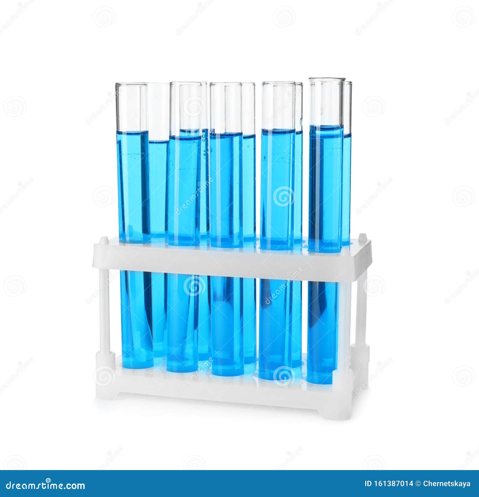 Test Tubes with Blue Liquid in Rack Stock Photo - Image of bright ...