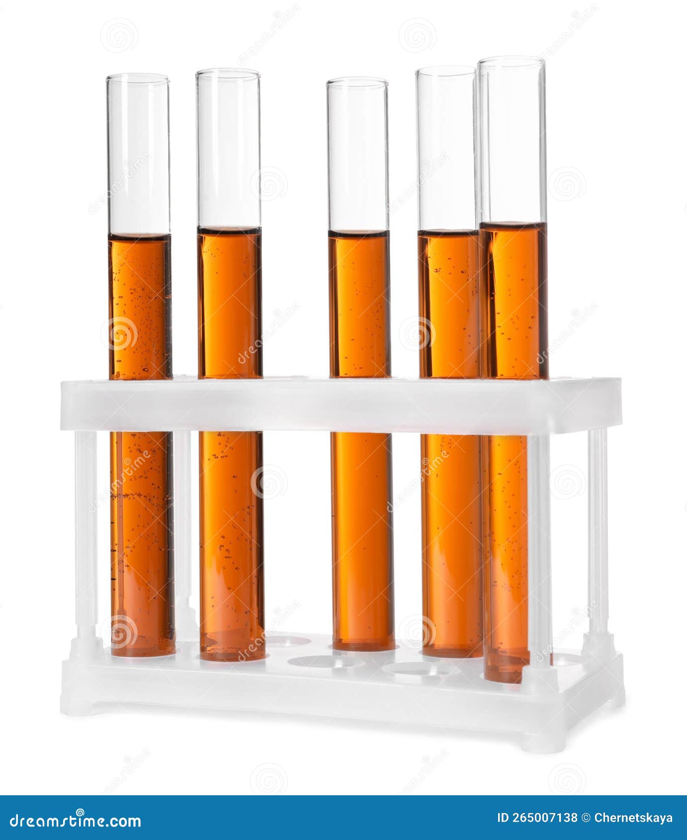 Test Tubes with Brown Liquid in Stand on White Background Stock Photo ...