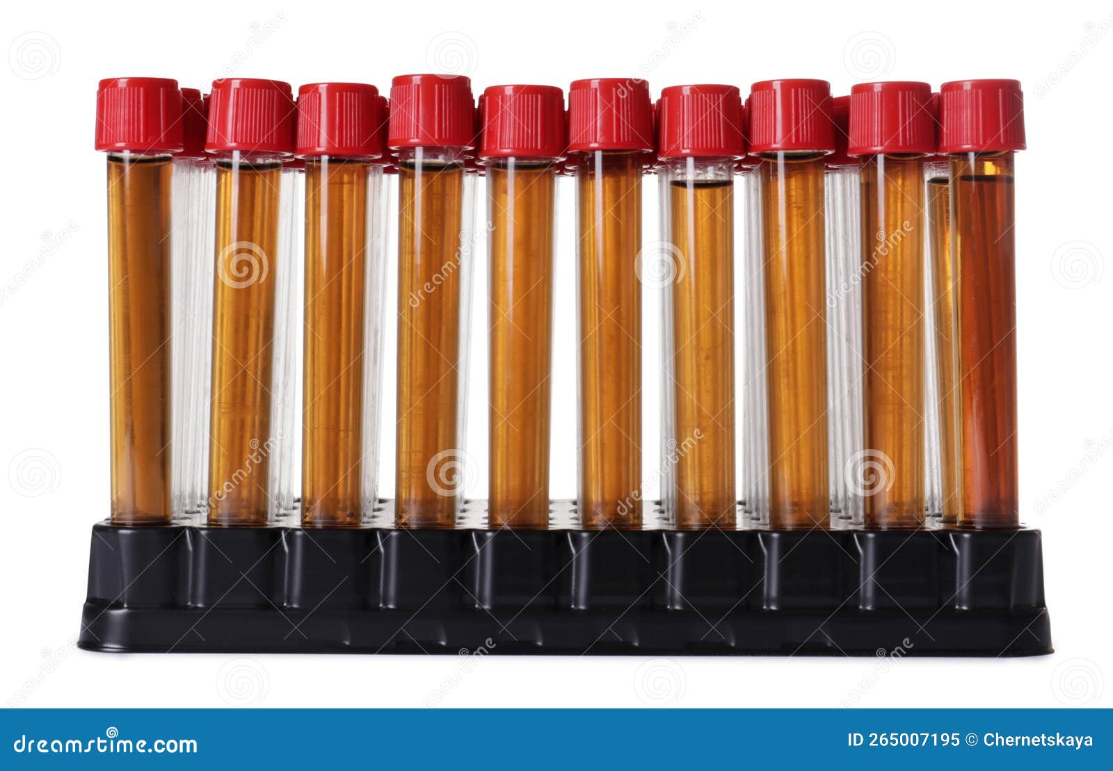 Test Tubes with Brown Liquid in Stand on White Background Stock Image ...