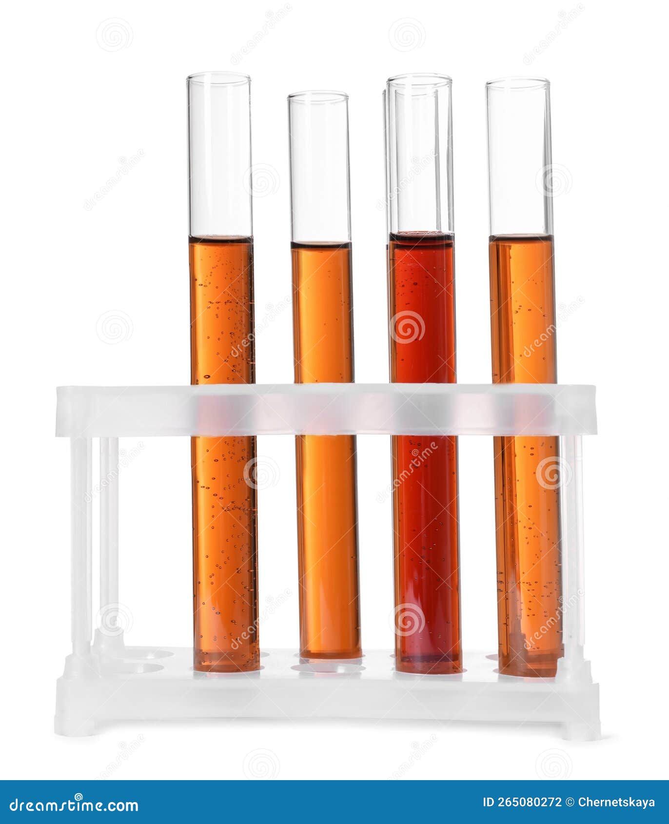 Test Tubes with Brown Liquid in Stand on White Background Stock Photo ...