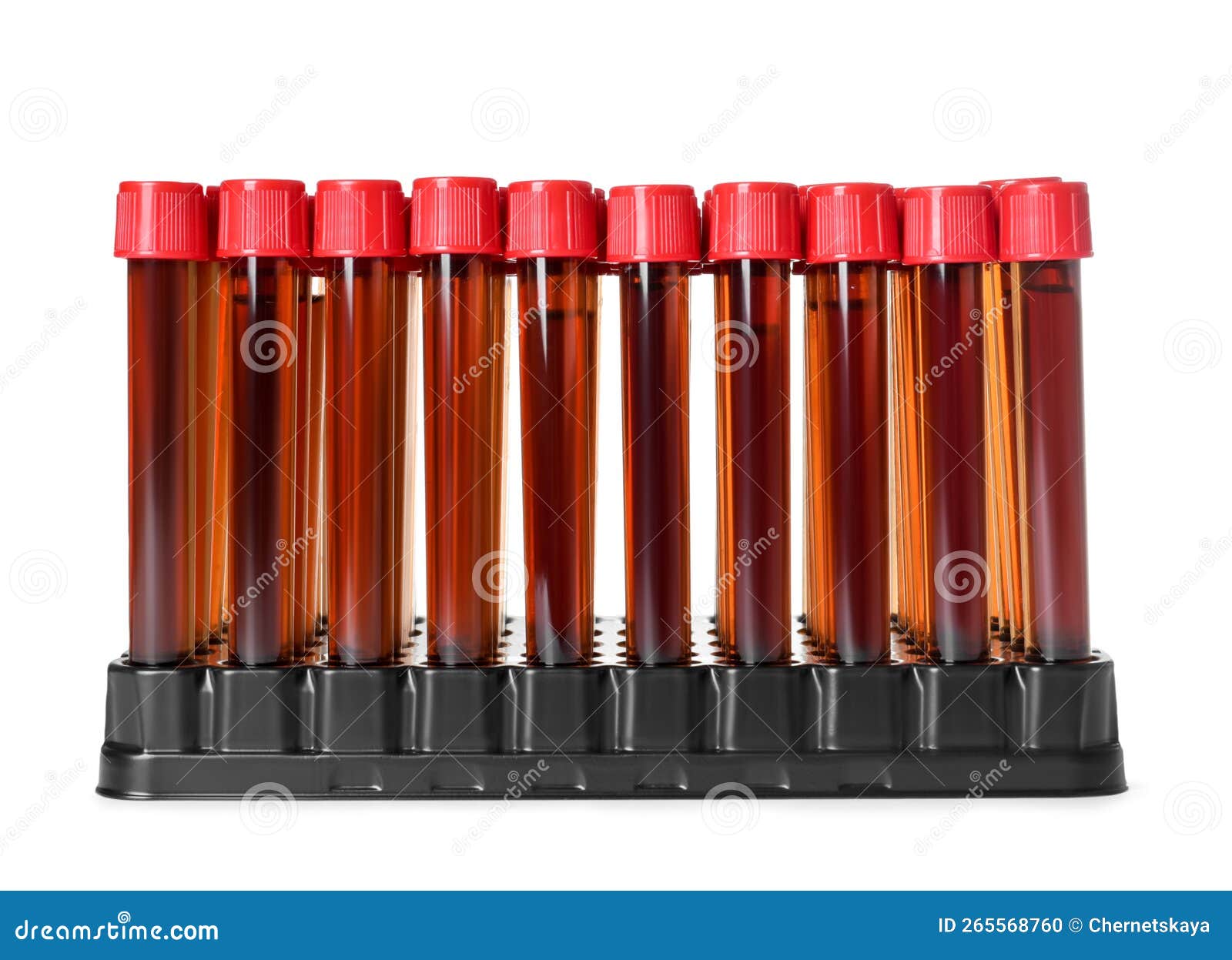 Test Tubes with Brown Liquid in Stand on White Background Stock Photo ...