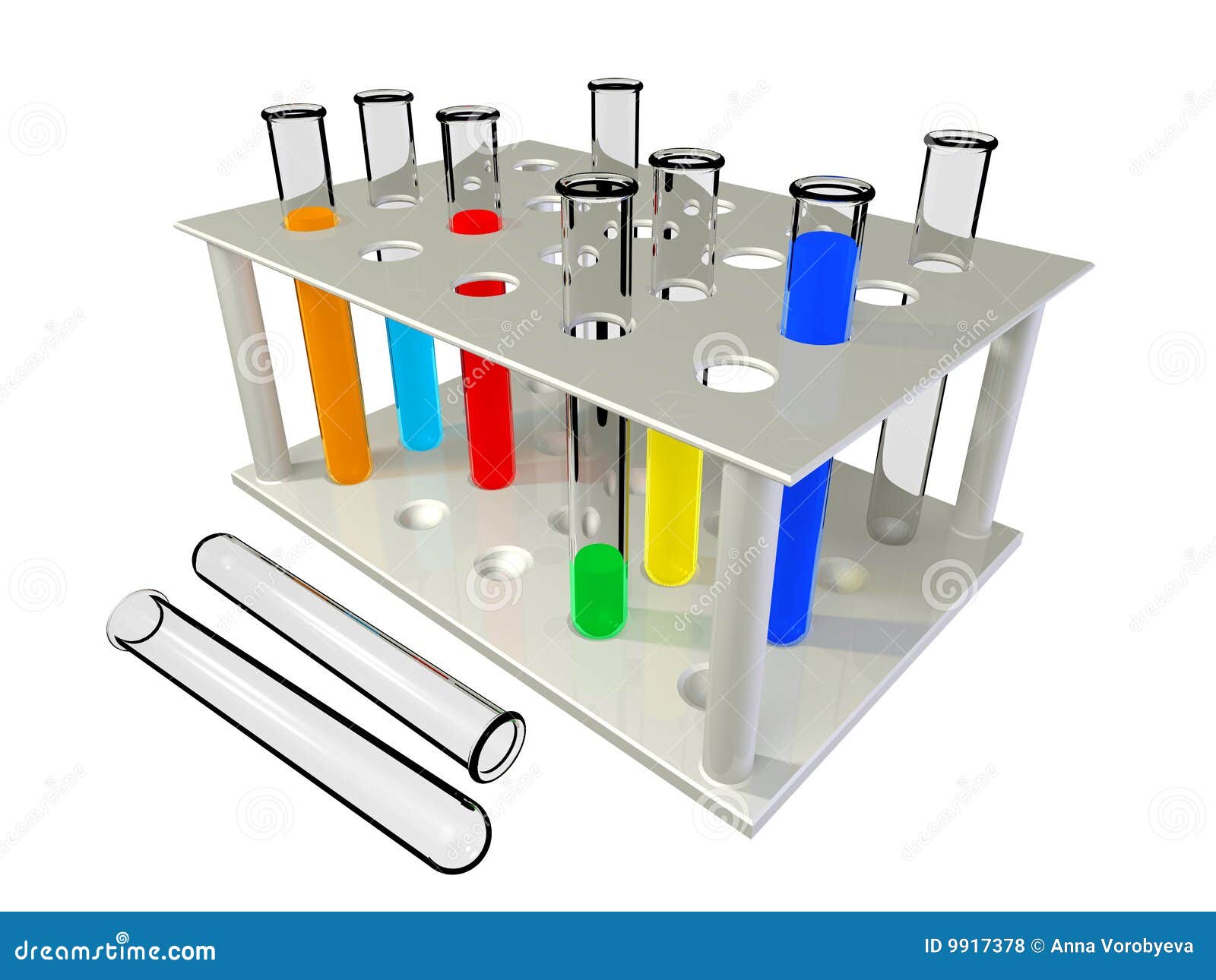 Test Tubes With Chemical Reactants Of Various Colo Stock Illustration ...