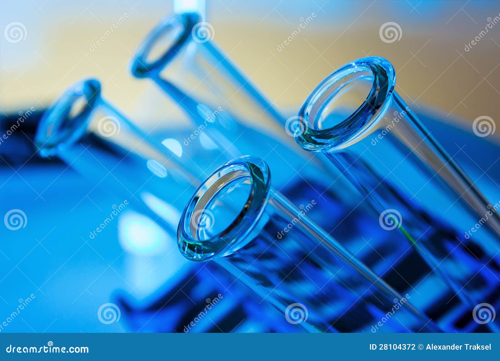 Test Tubes Closeup on Blue Background. Stock Photo - Image of blue ...