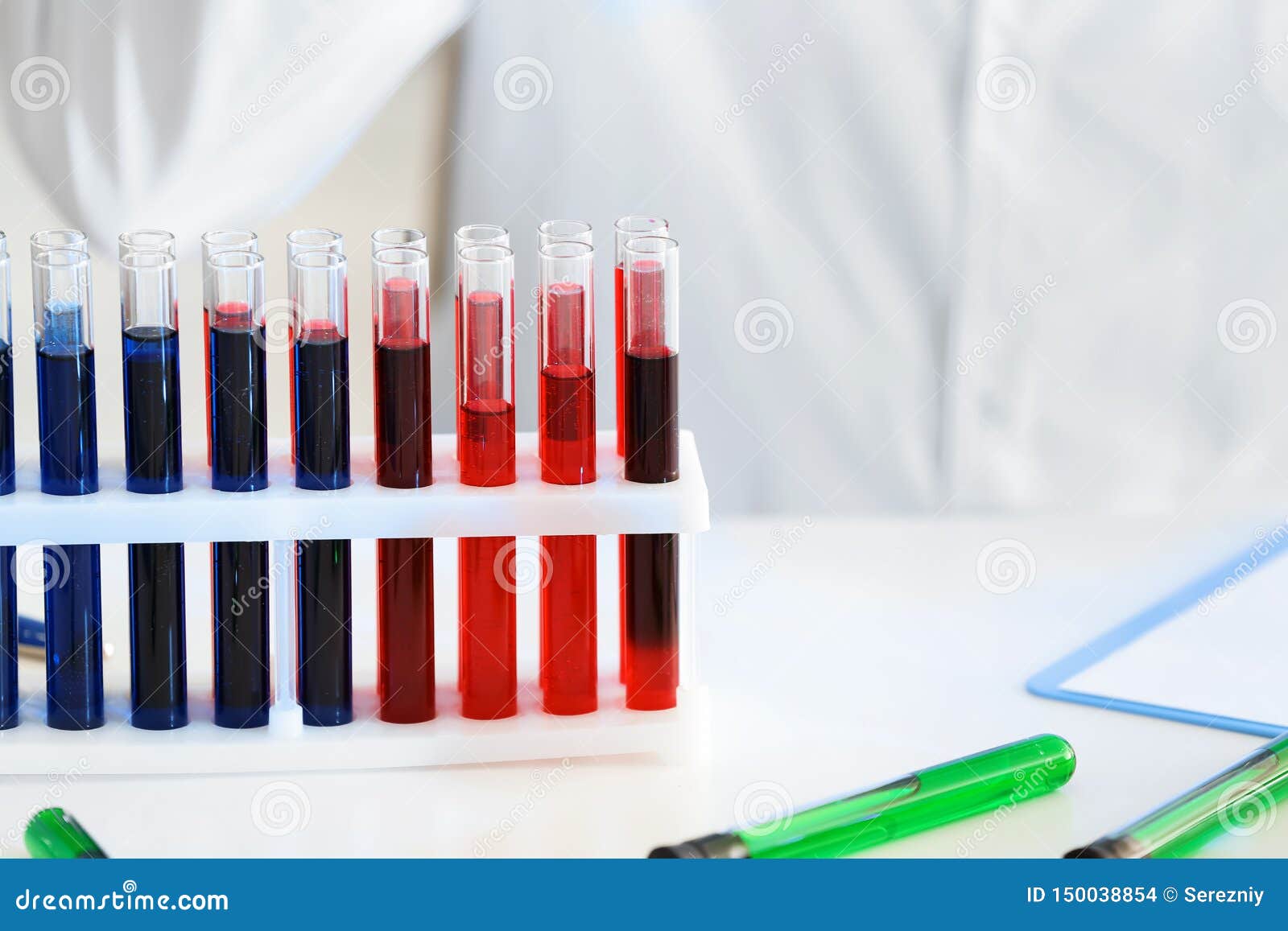Test Tubes with Color Samples on Table in Laboratory Stock Photo ...