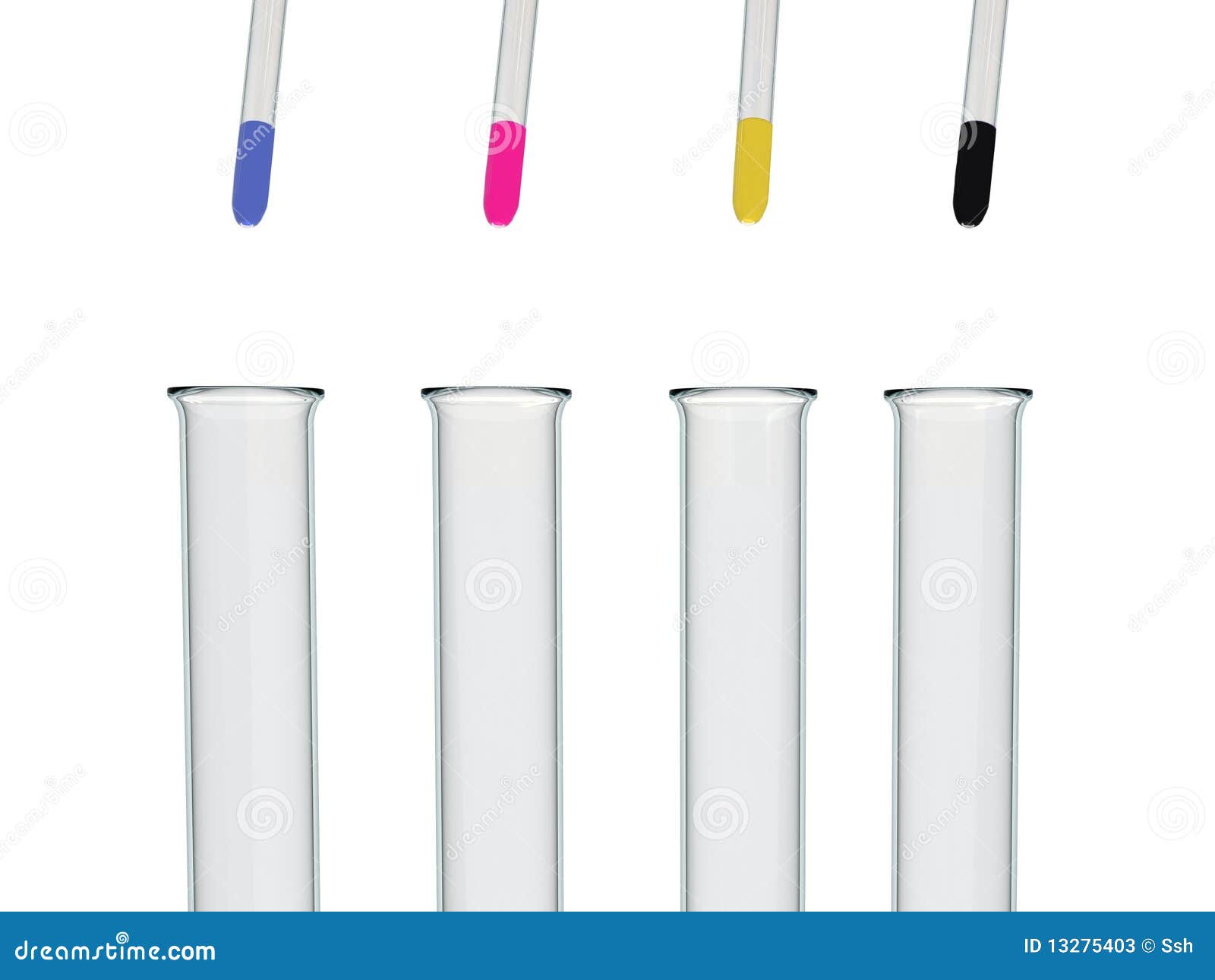 Test tubes and colored ink stock illustration. Illustration of colors ...