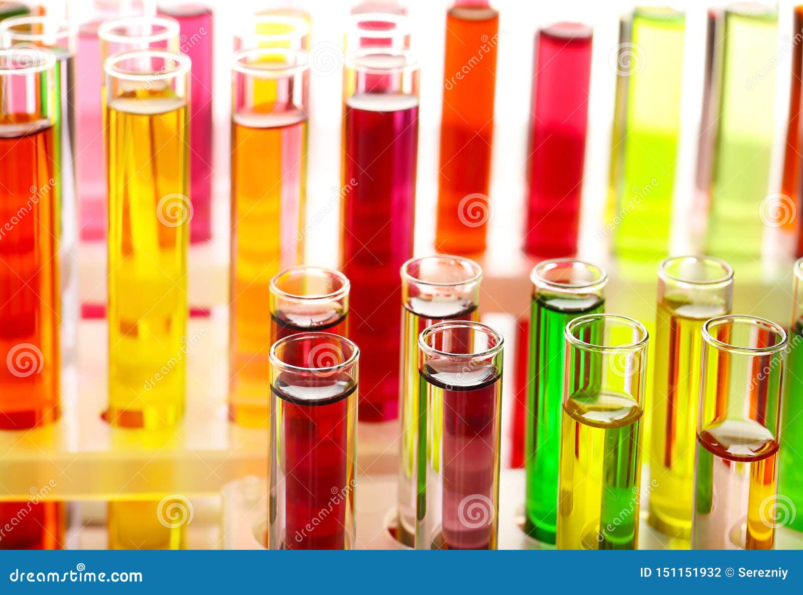 Test Tubes with Colorful Samples in Laboratory, Closeup Stock Photo ...