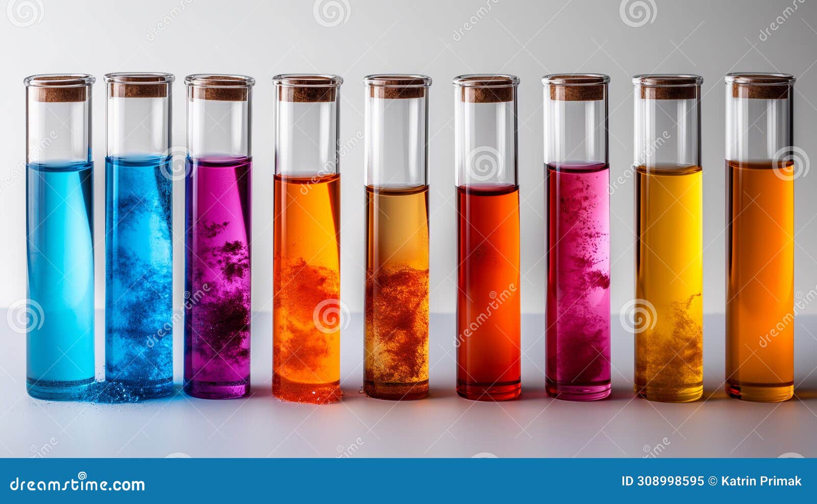 Test Tubes of Different Shapes and Sizes with Different Colored Liquid ...