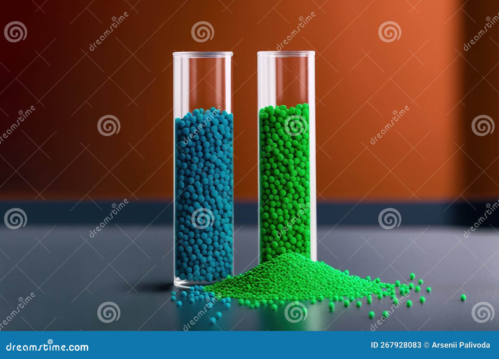 Test Tubes Filled with Biodegradable Plastic Granules on a Lab Table ...