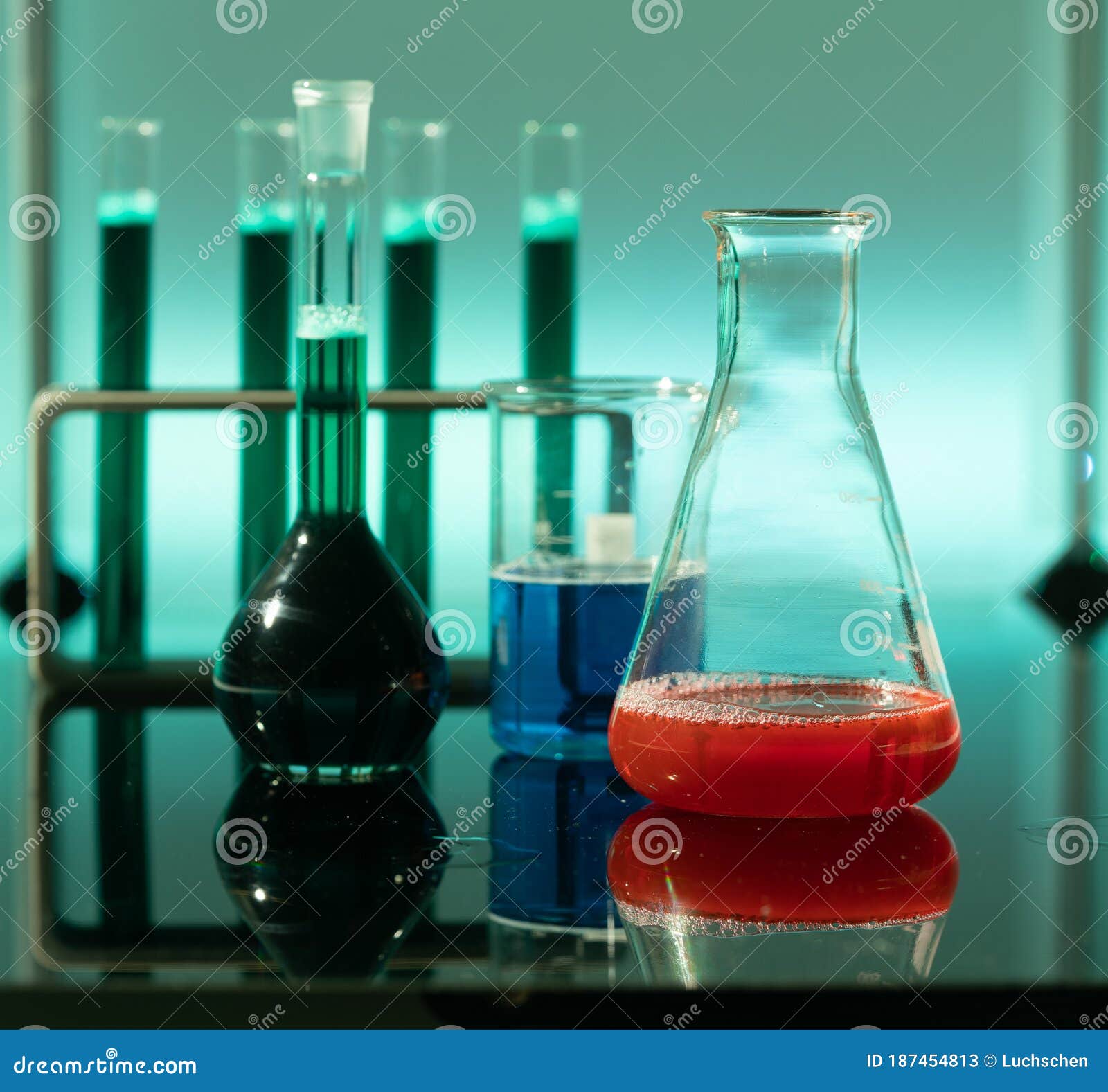 Test Tubes and Flasks on the Table Stock Image - Image of fluid ...