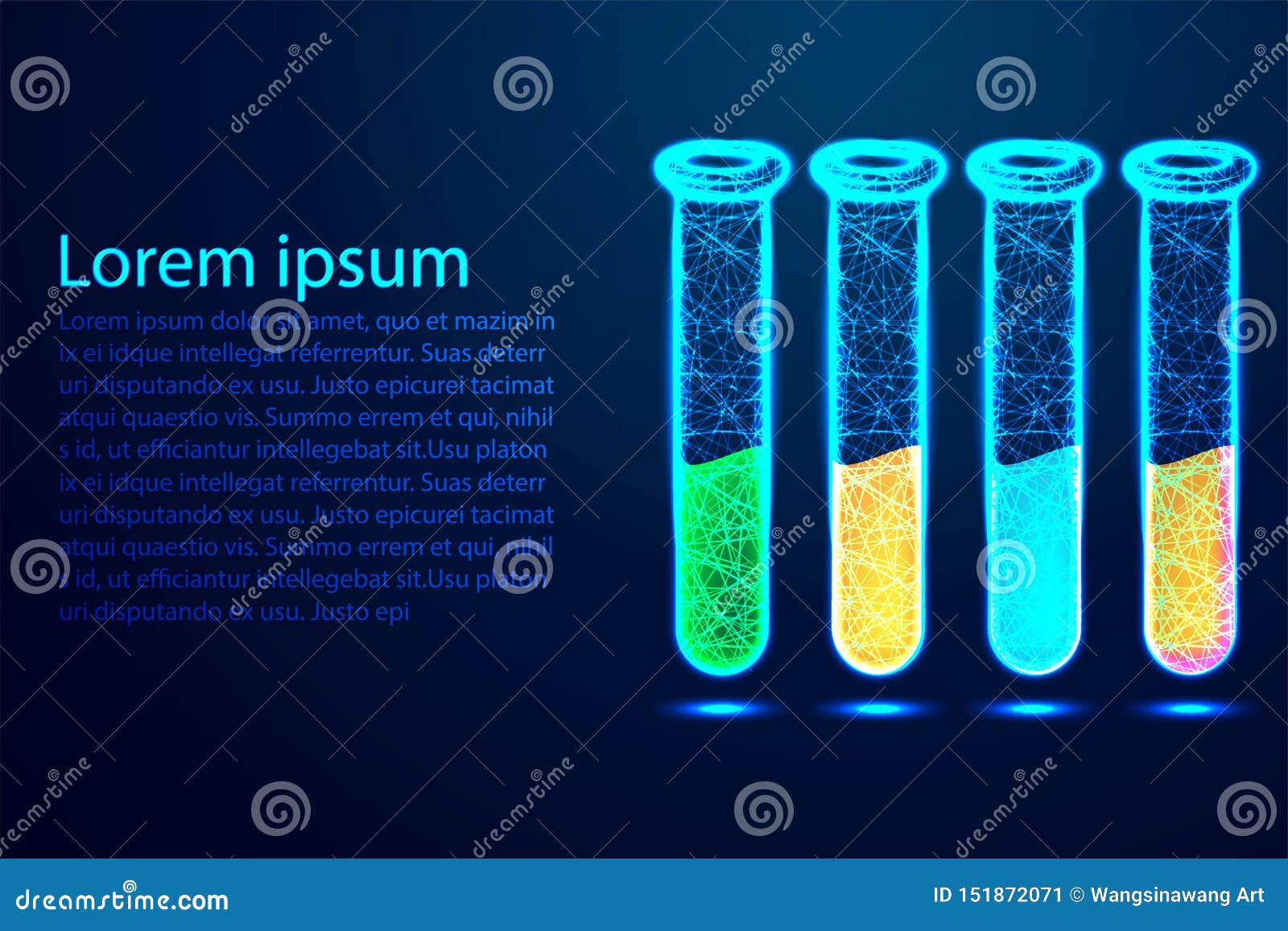Test Tubes Isolated from Low Poly Wireframe. Science and Analytic ...
