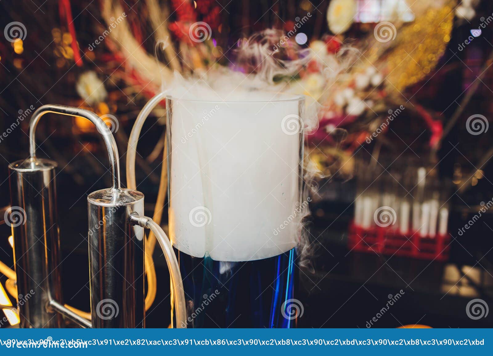 Test Tubes with Multi-colored Liquid. Alcohol in Test Tubes Dark Bar ...
