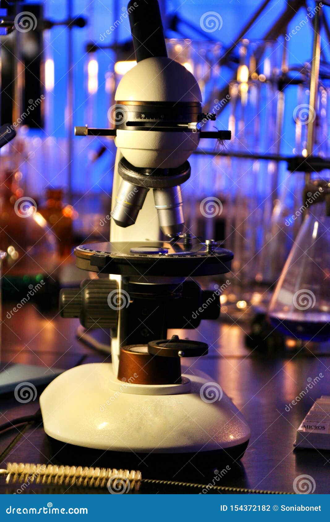 Test Tubes, Pots and Microscope in a Laboratory in Spain Stock Photo ...
