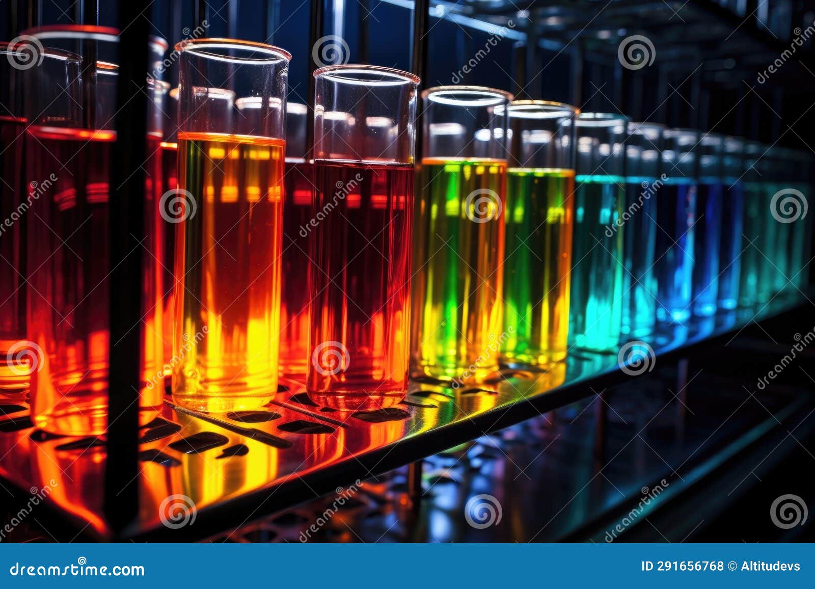 Test Tubes in a Rack with Different Color Liquids Stock Photo - Image ...