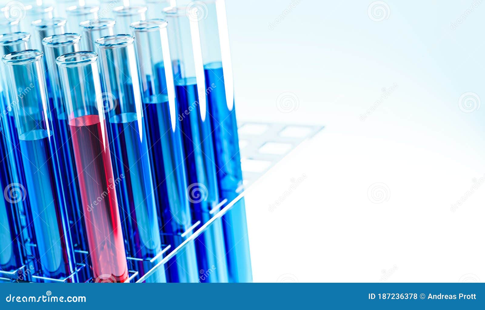 Test Tubes with Red or Blue Liquid in a Holder. Testing Laboratory ...