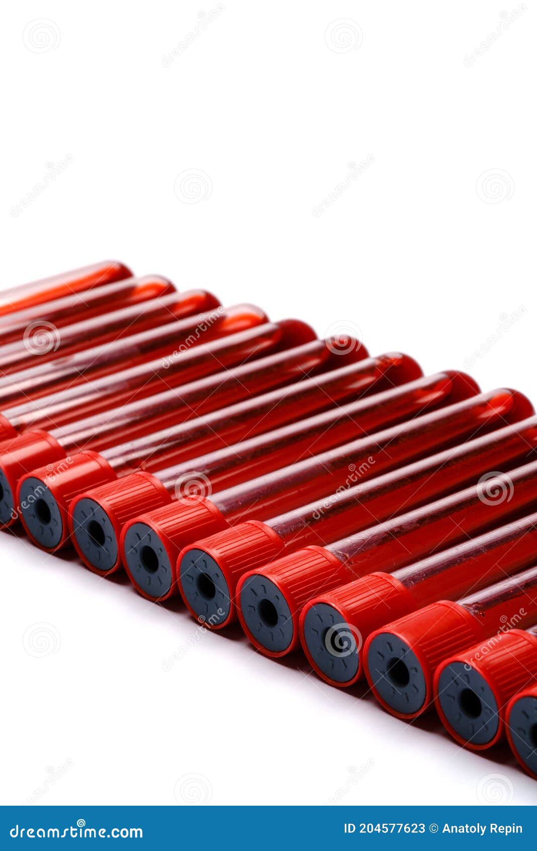Test Tubes with Red Plug Isolated on White Background Stock Image ...
