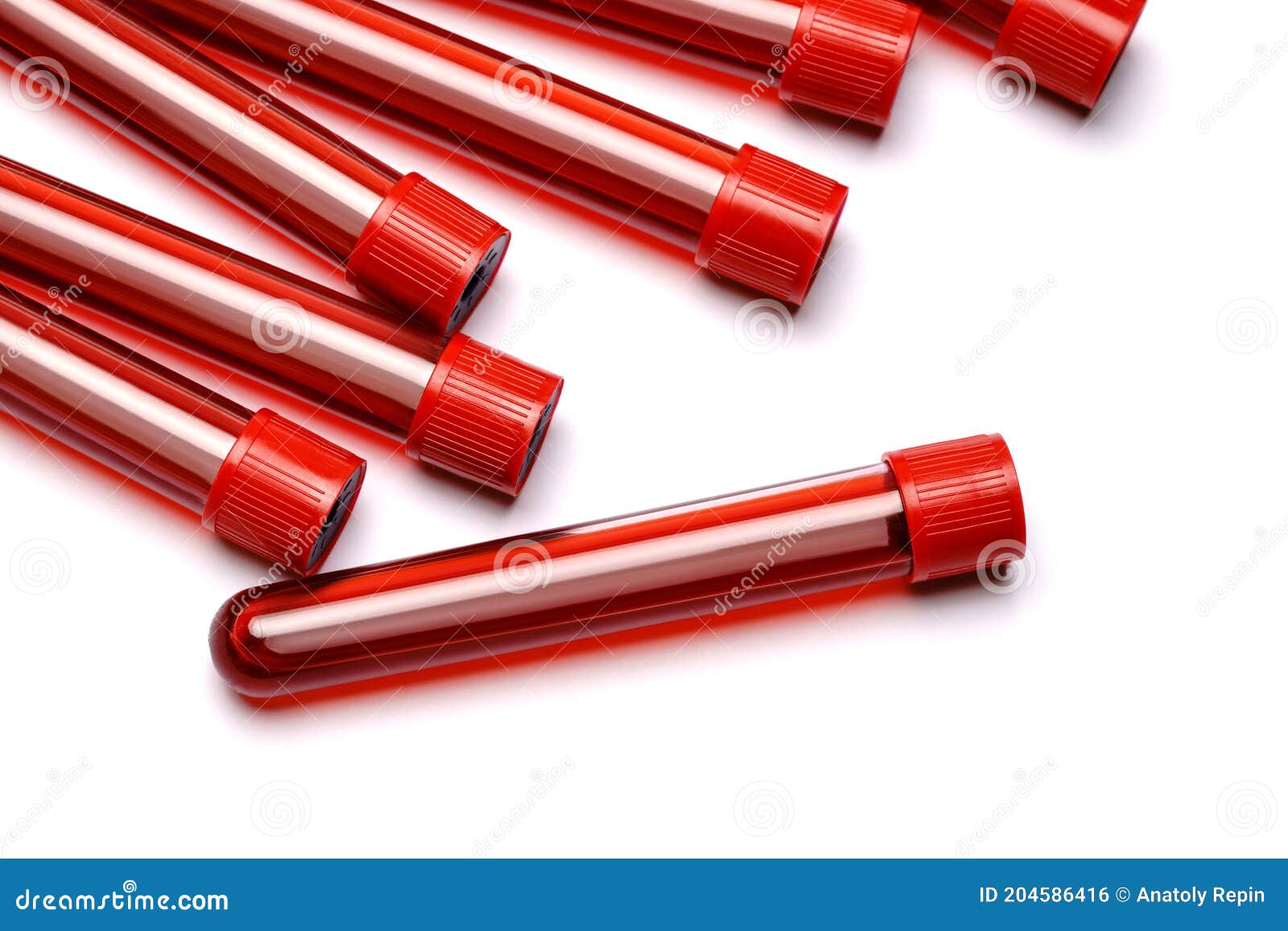 Test Tubes with Red Plug Isolated on White Background Stock Photo ...
