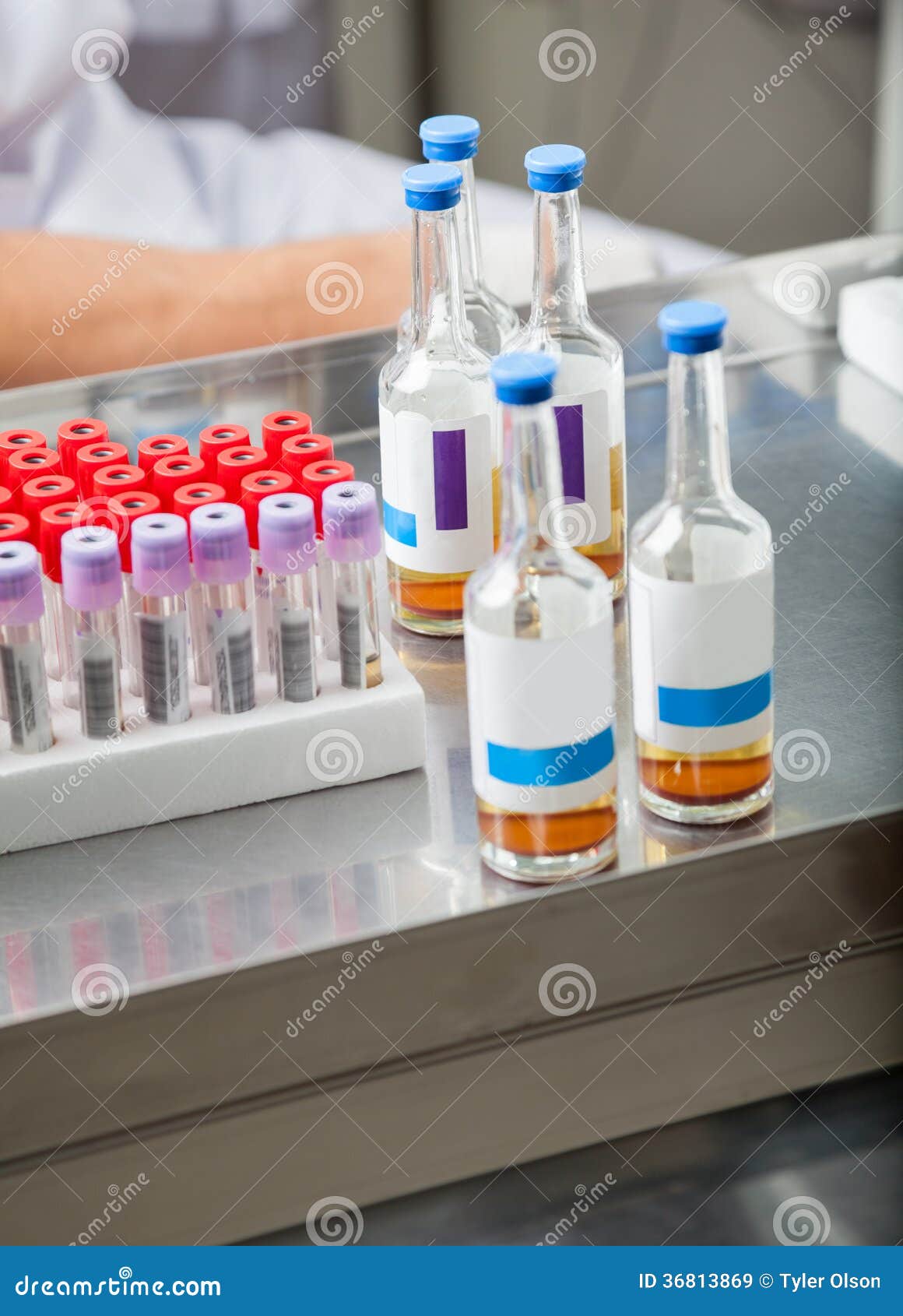 Test Tubes and Sample Bottles in Lab Stock Image - Image of sample ...