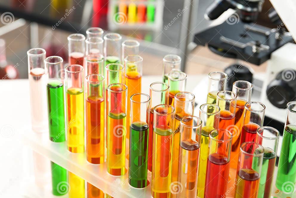Test Tubes with Samples in Chemistry Laboratory Stock Photo - Image of ...