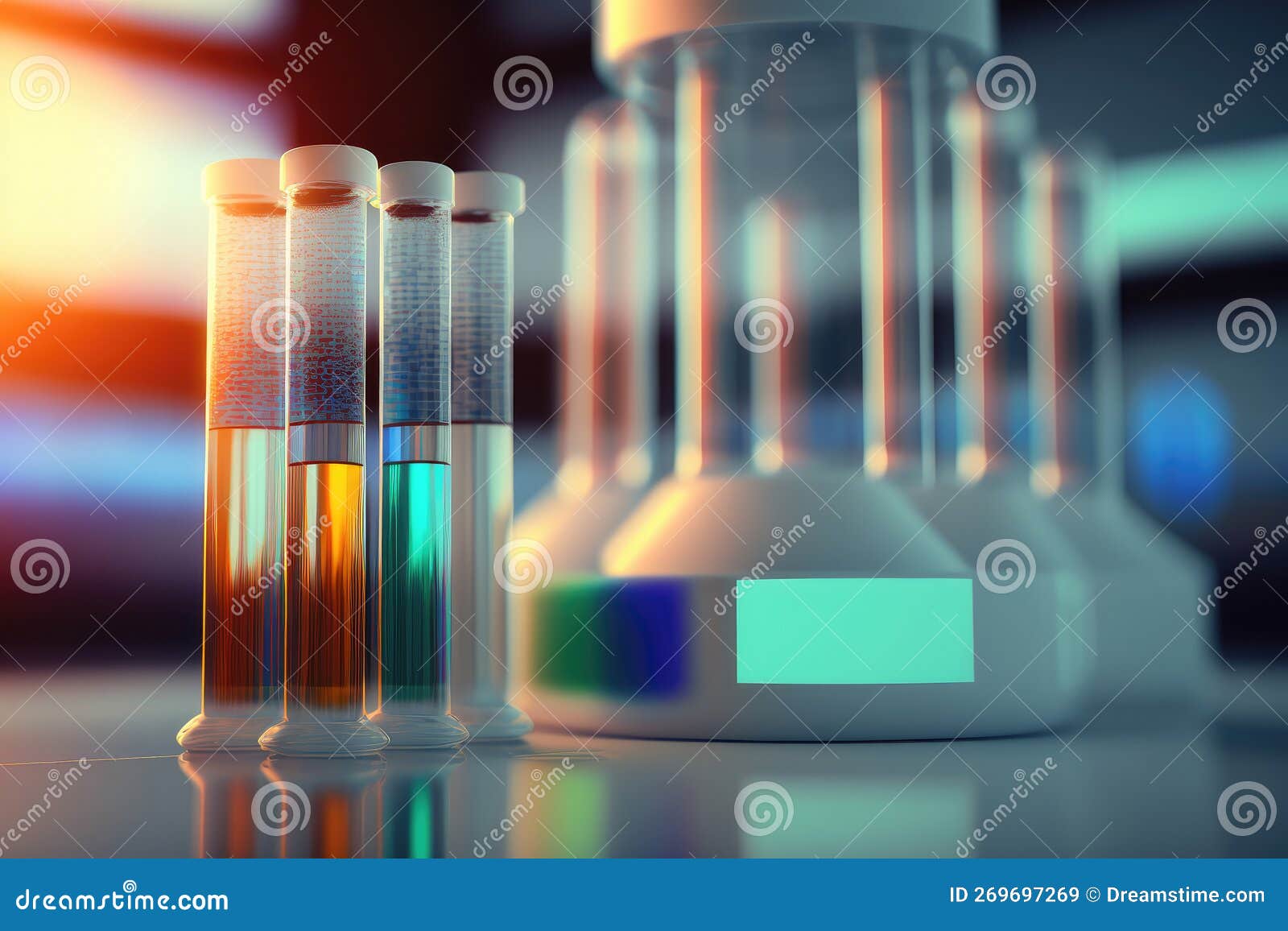 Test Tubes are on a Table in the Laboratory Stock Illustration ...