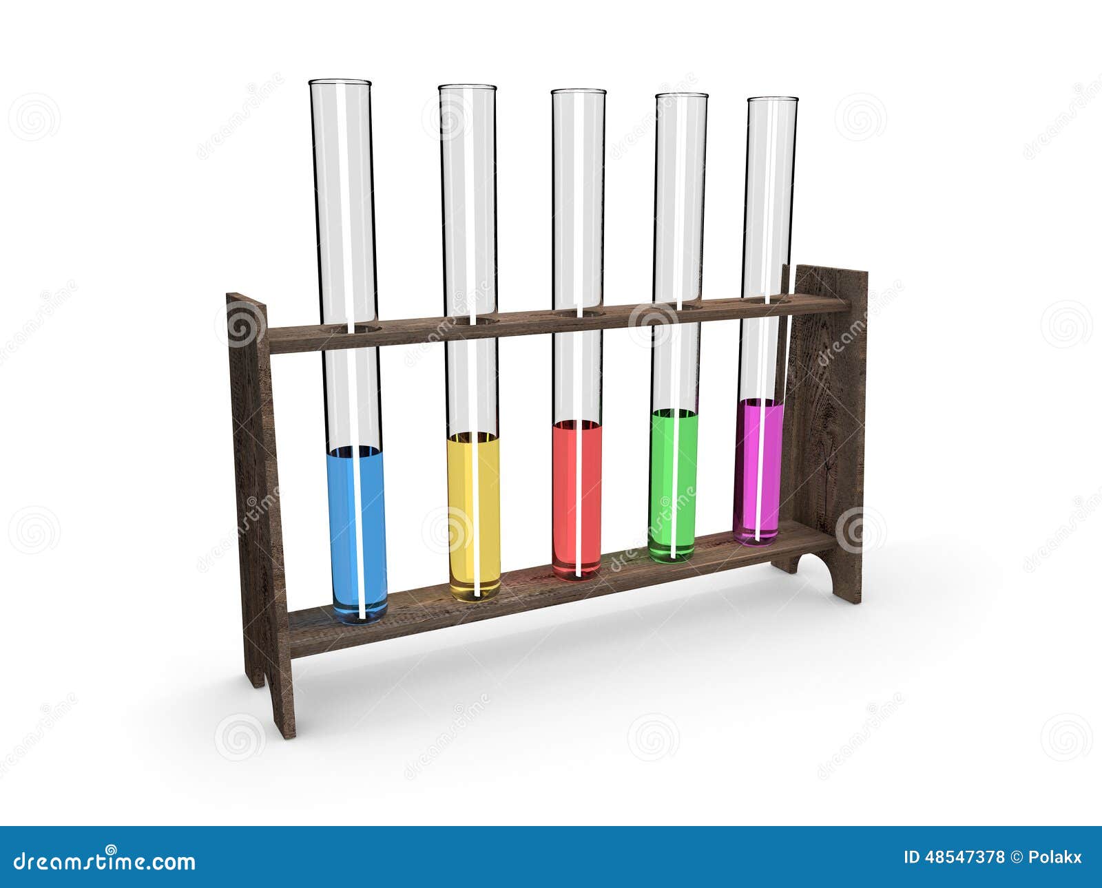 Test-tubes In Wooden Container With Colorful Fluid On White Stock ...