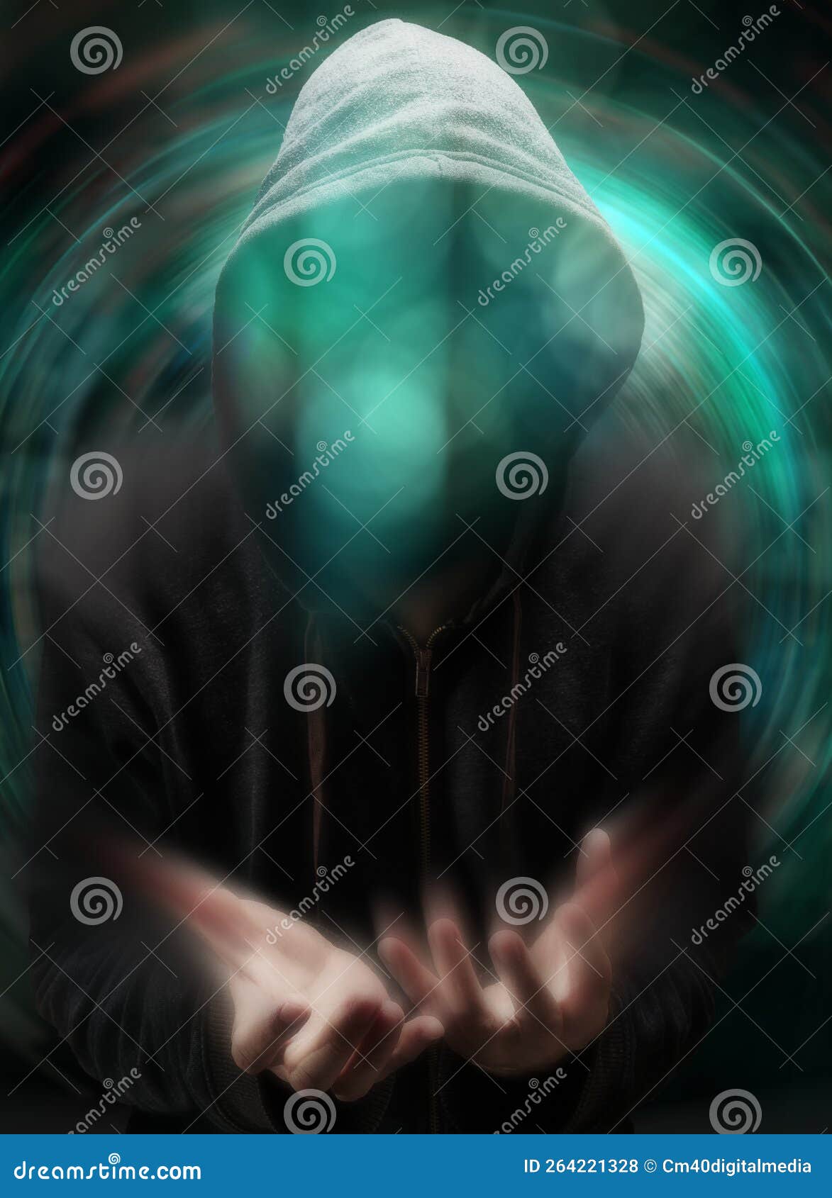 Hooded Guy Dissolving into Portal Stock Photo - Image of technology ...