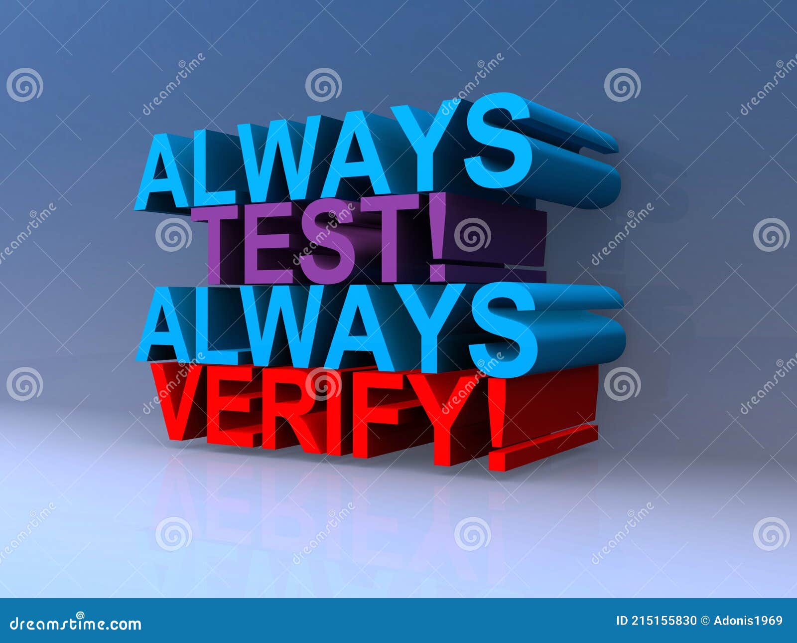 Always Test always Verify on Blue Stock Illustration - Illustration of ...