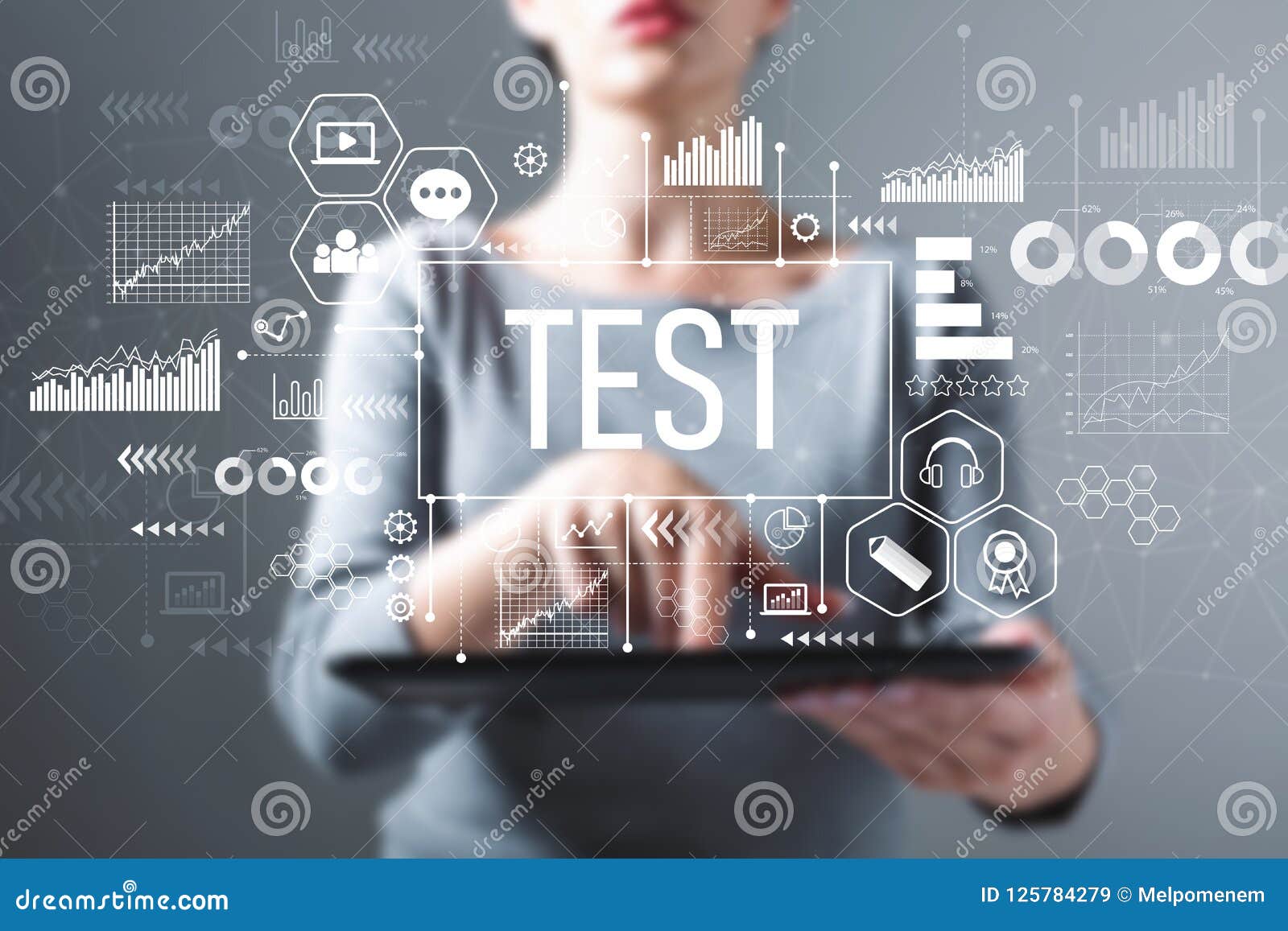 Test with Woman Using a Tablet Stock Image - Image of business, dark ...