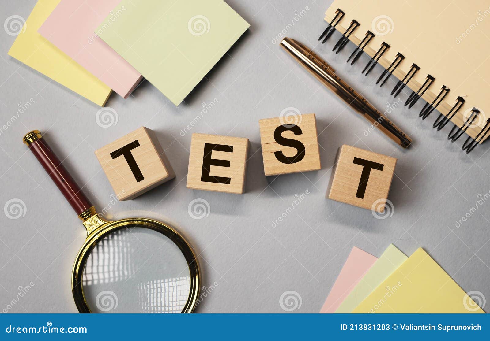 Test Word, Inscription on Desk with Stationery Stock Image - Image of ...