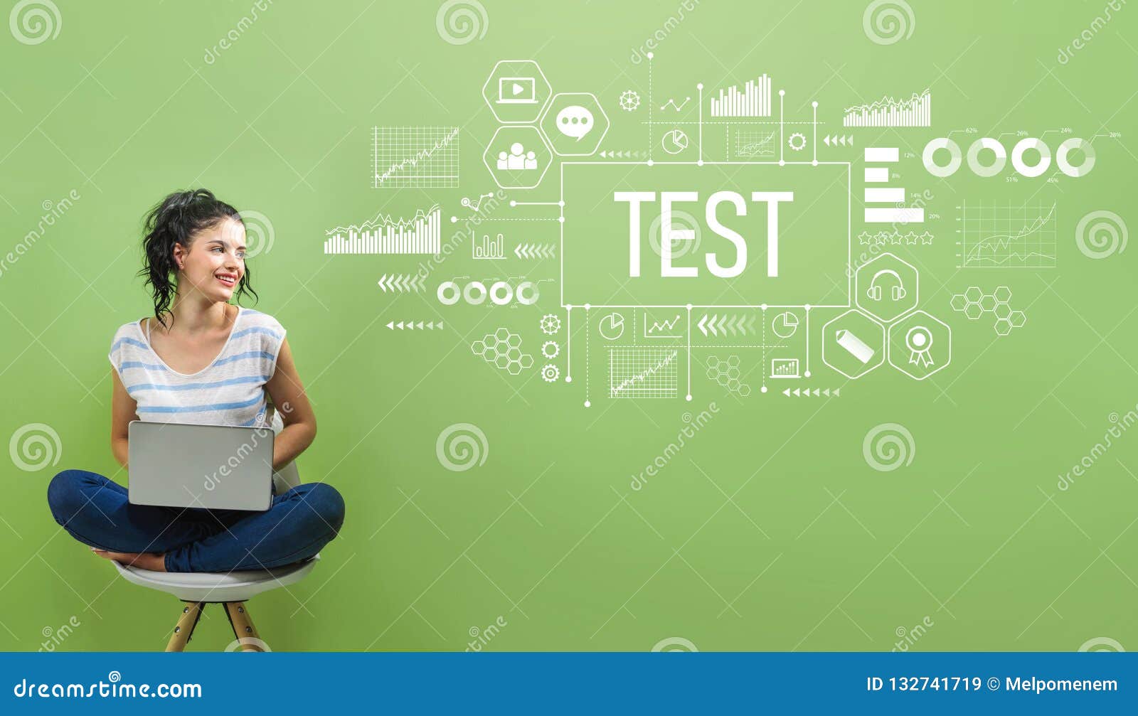 Test with young woman stock image. Image of sitting - 132741719
