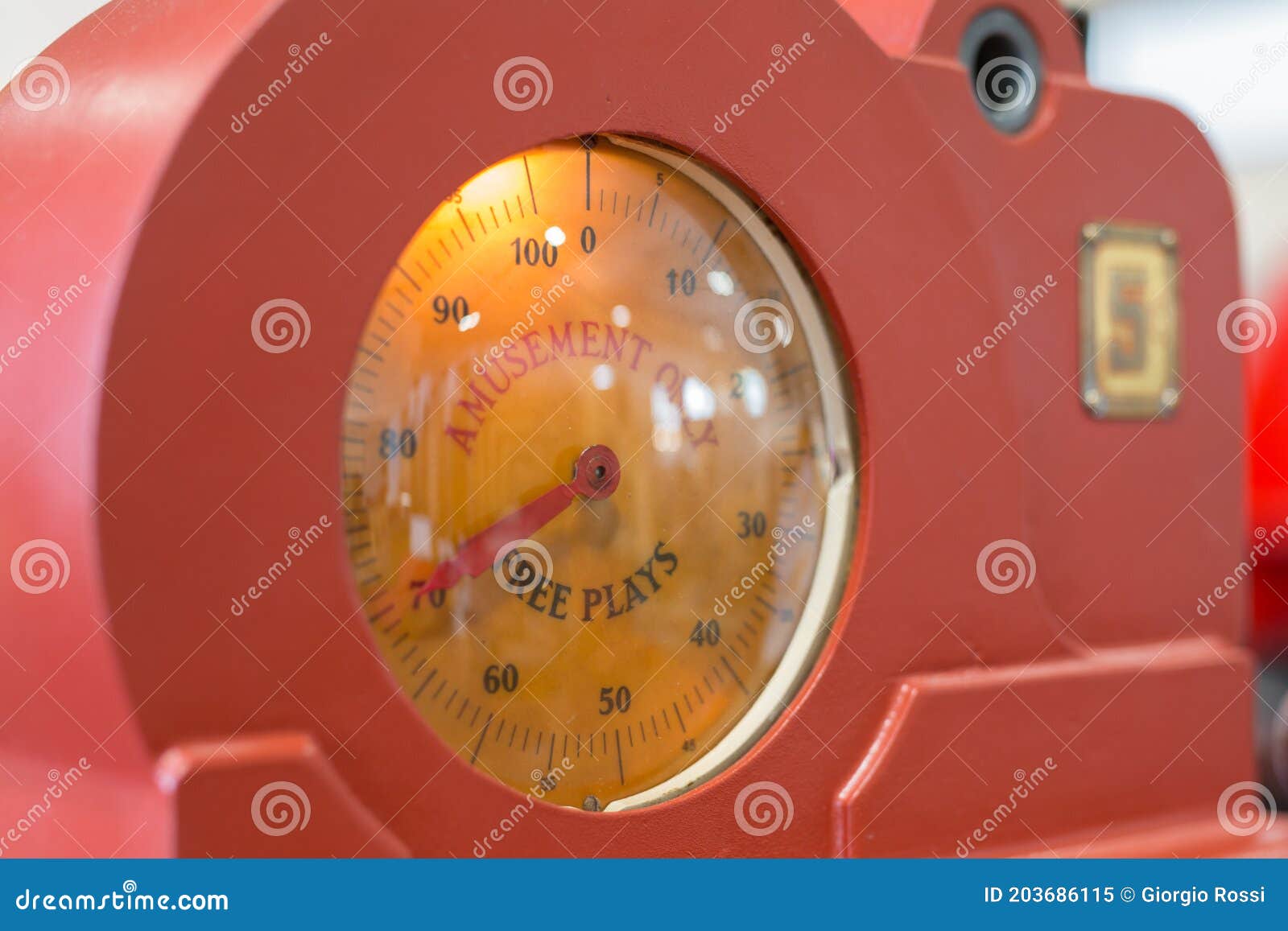 Test Your Strength: Vintage Red Strength Game for Free Play Stock Image ...