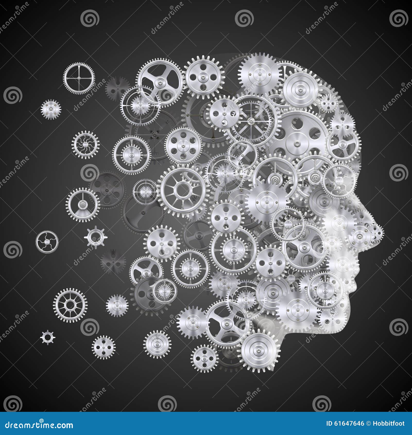 Testa Degli Ingranaggi Su Un Fondo Nero Illustrazione Vettoriale ...