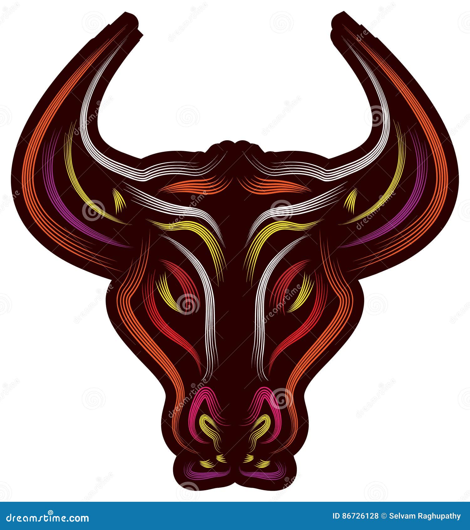 Testa del toro illustrazione vettoriale. Illustrazione di nero - 86726128