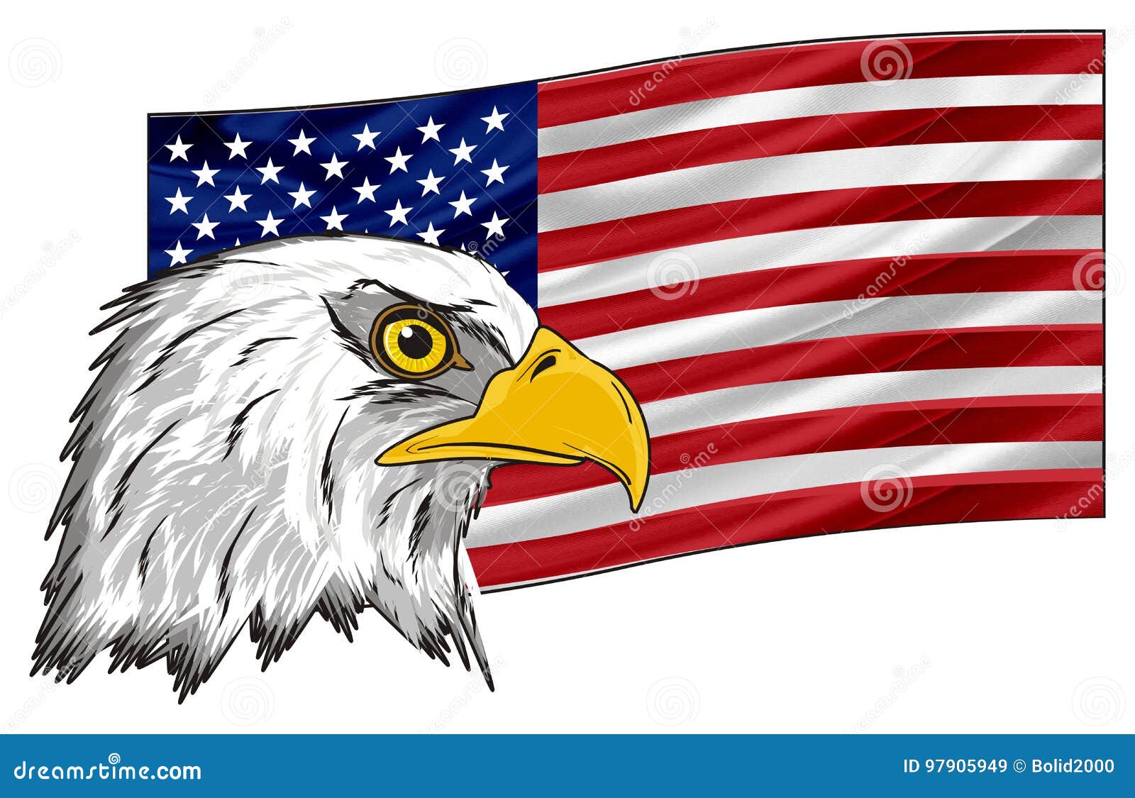 Testa Dell'aquila Con La Bandiera Illustrazione di Stock ...