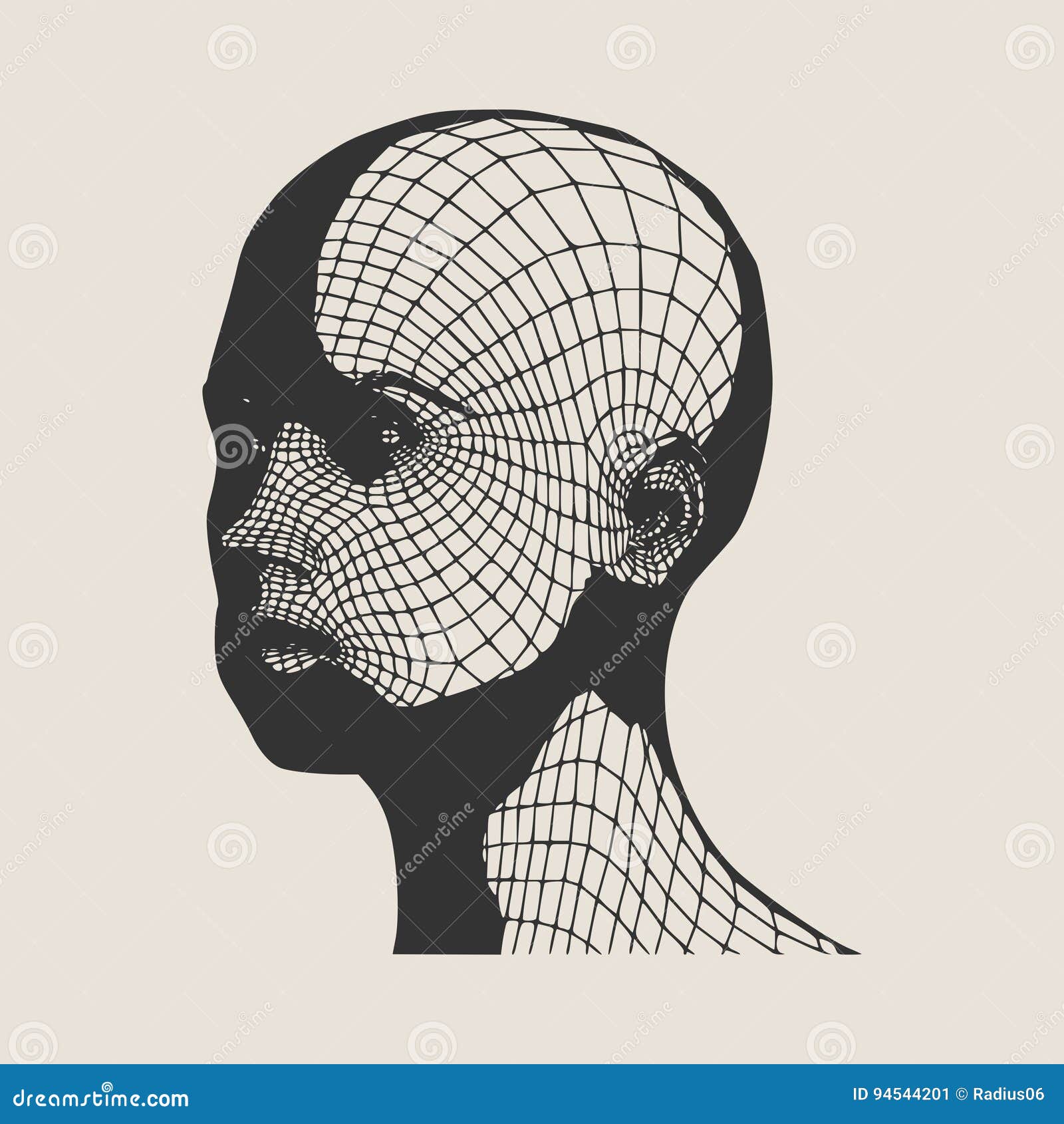 Testa Della Persona Da Una Griglia 3d Illustrazione Vettoriale ...