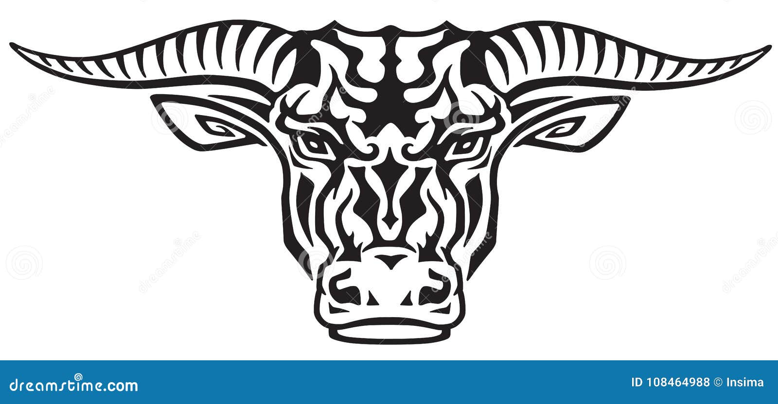 Testa Della Vista Frontale Del Toro Del Taurus Illustrazione Vettoriale ...