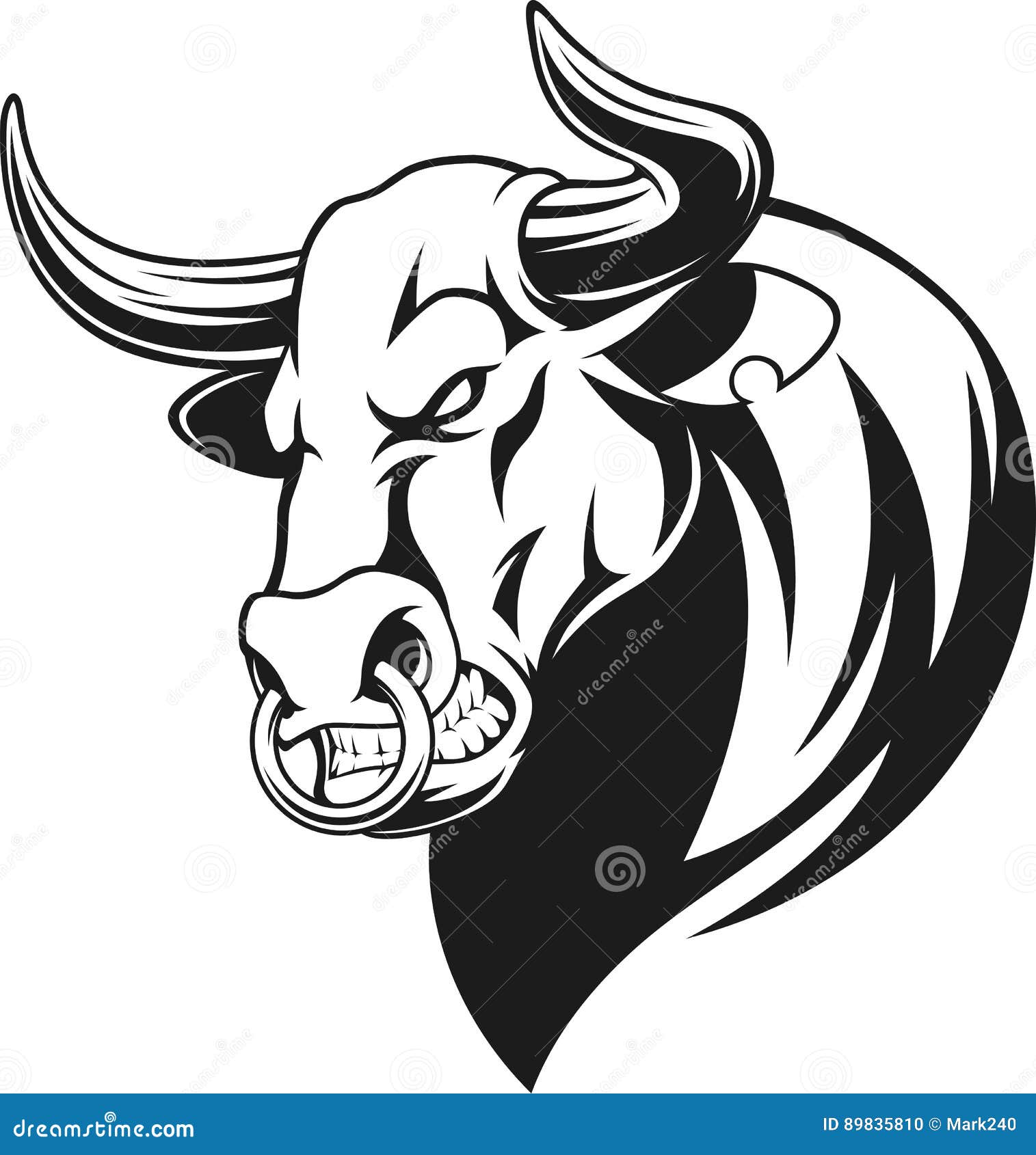 Testa feroce del toro illustrazione vettoriale. Illustrazione di podere ...