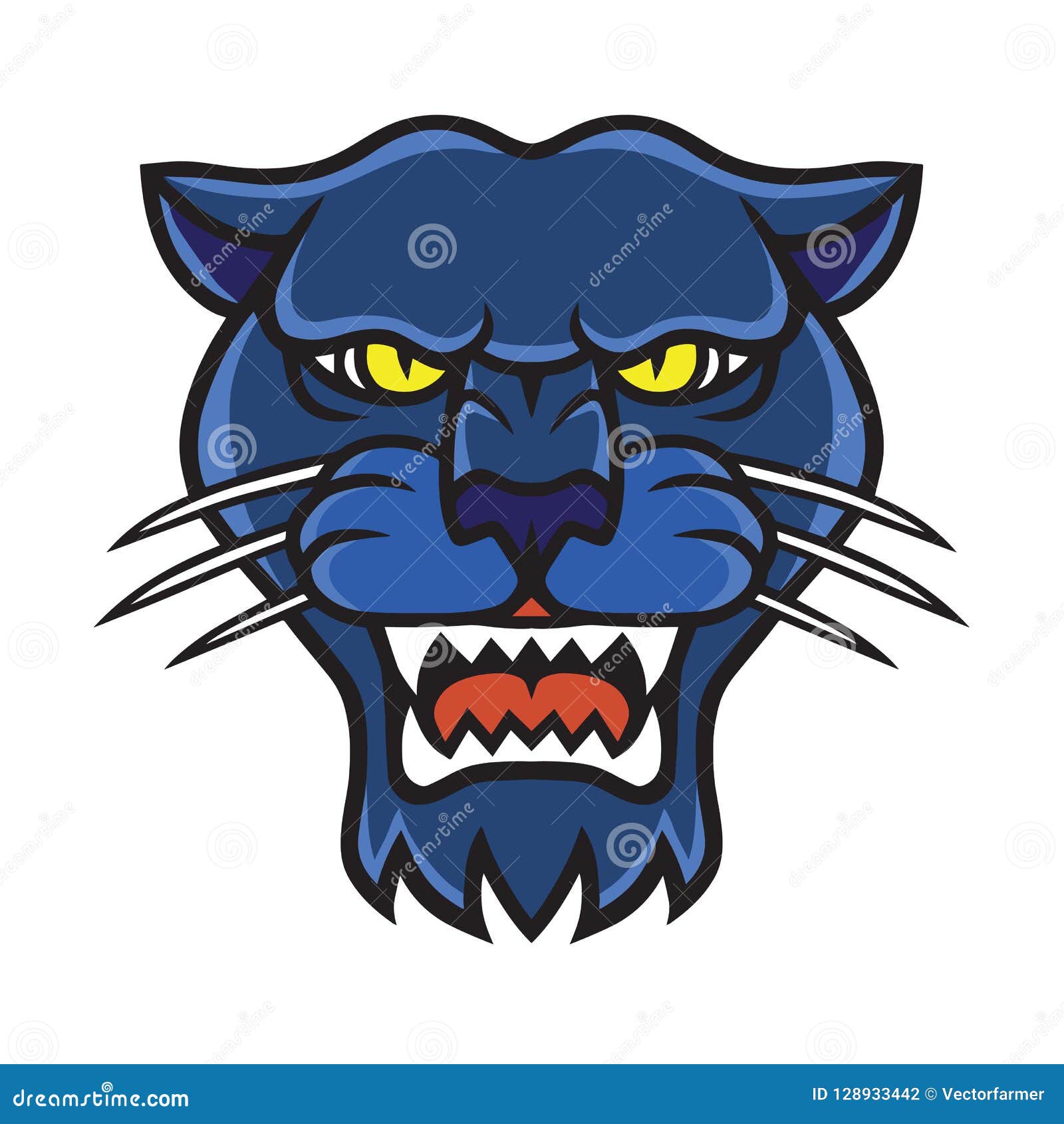 Testa Logo Vector Cartoon Icon Della Pantera Nera Illustrazione ...