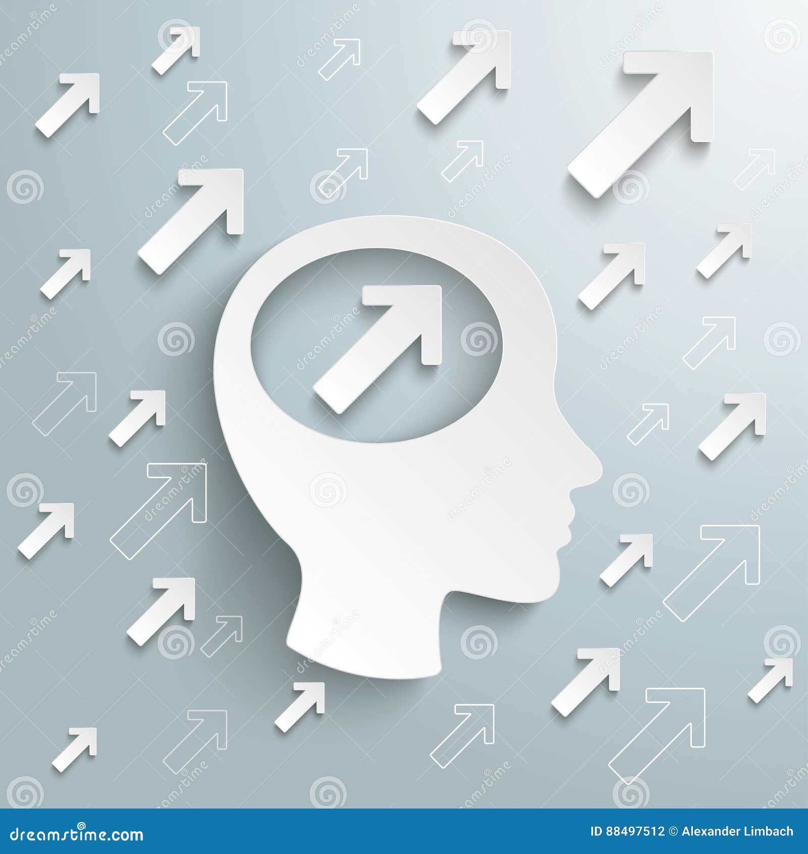 Testa Umana Brain Arrows Growth Success Illustrazione Vettoriale ...