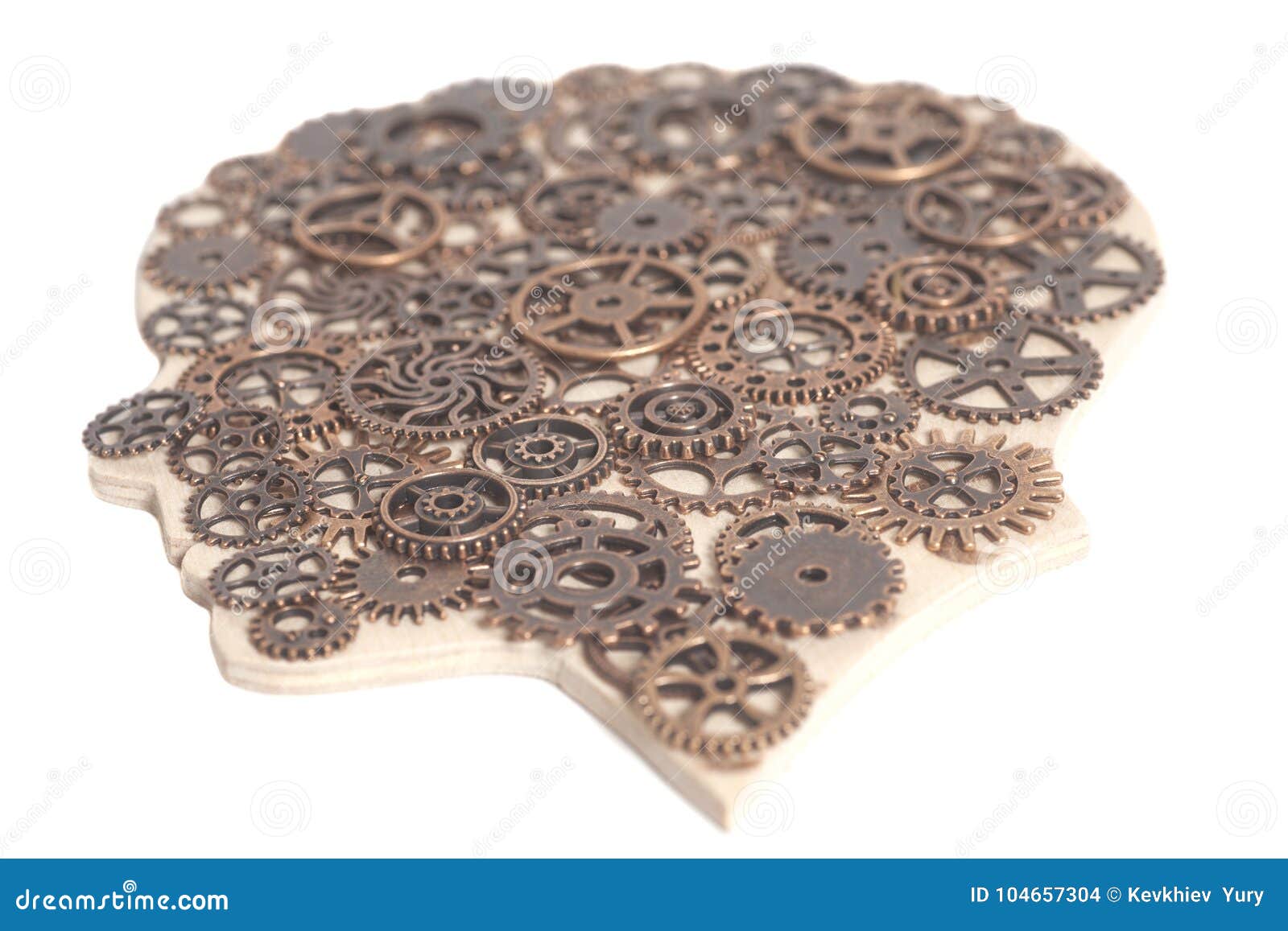Testa Umana Di Legno Con Gli Ingranaggi Fotografia Stock - Immagine di ...
