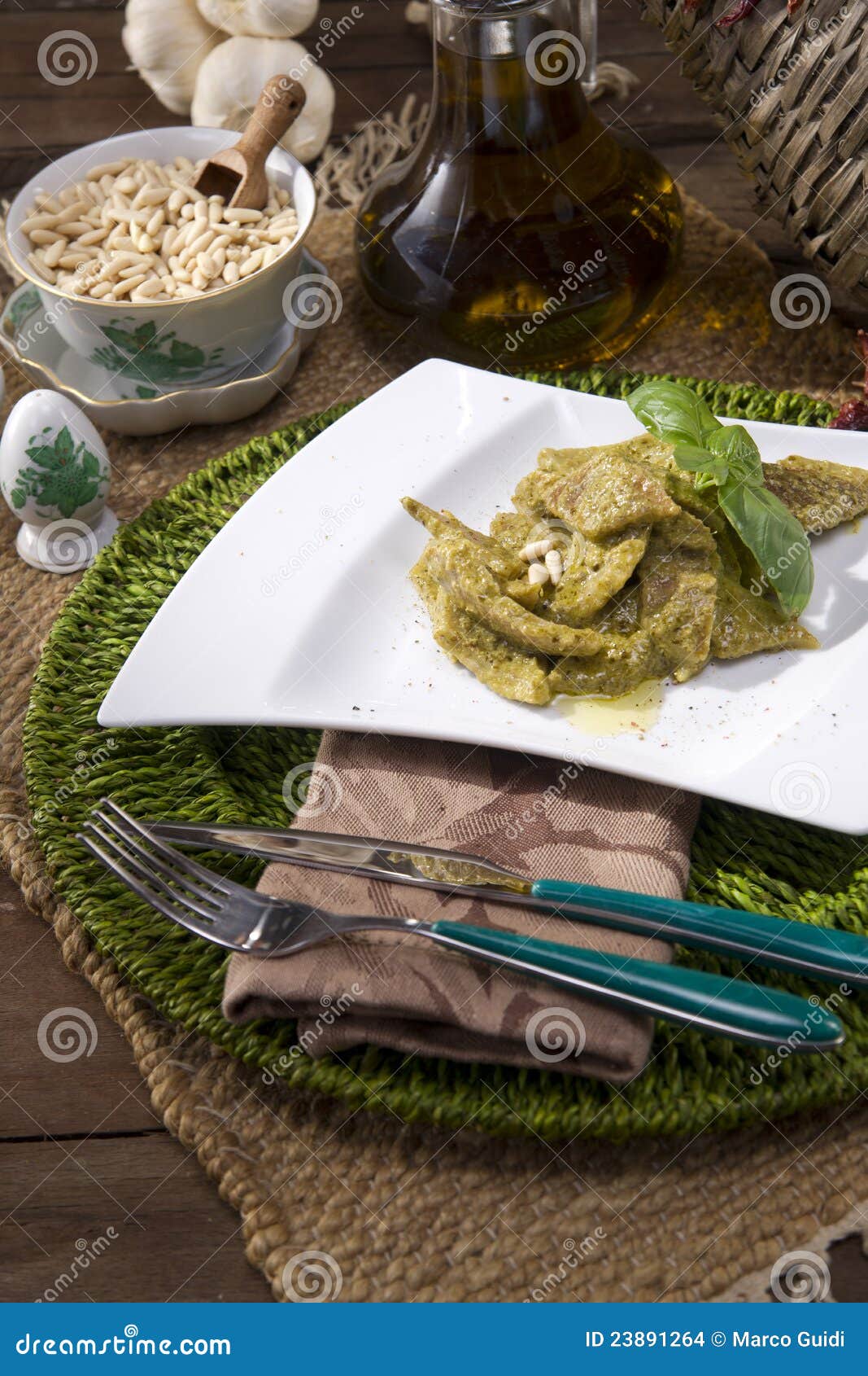 Testaroli pesto stock photo. Image of basil, garlic, typical - 23891264